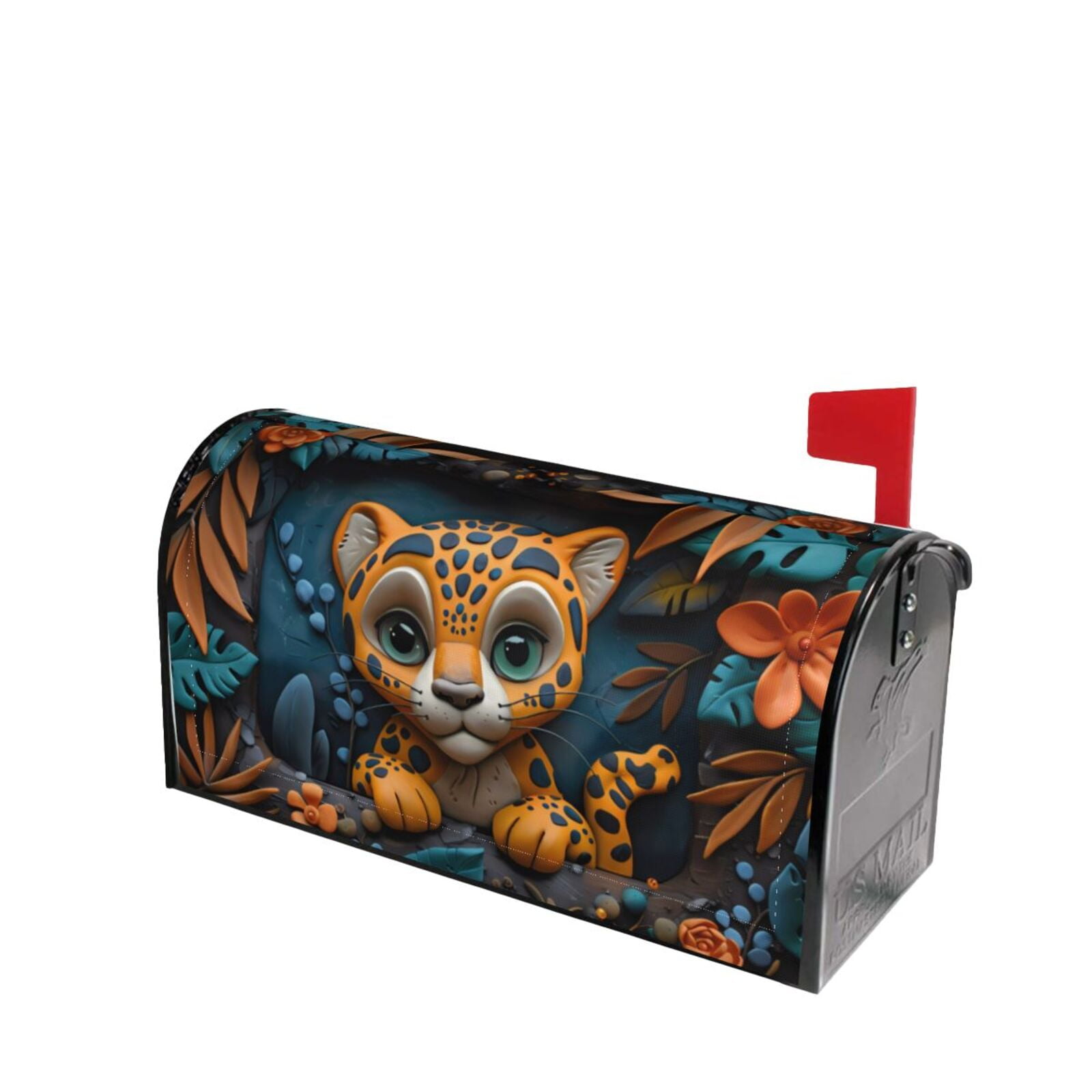 Lsque Playful Leopard Art Mailbox Cover Standard Size ,Magnetic Mailbox ...
