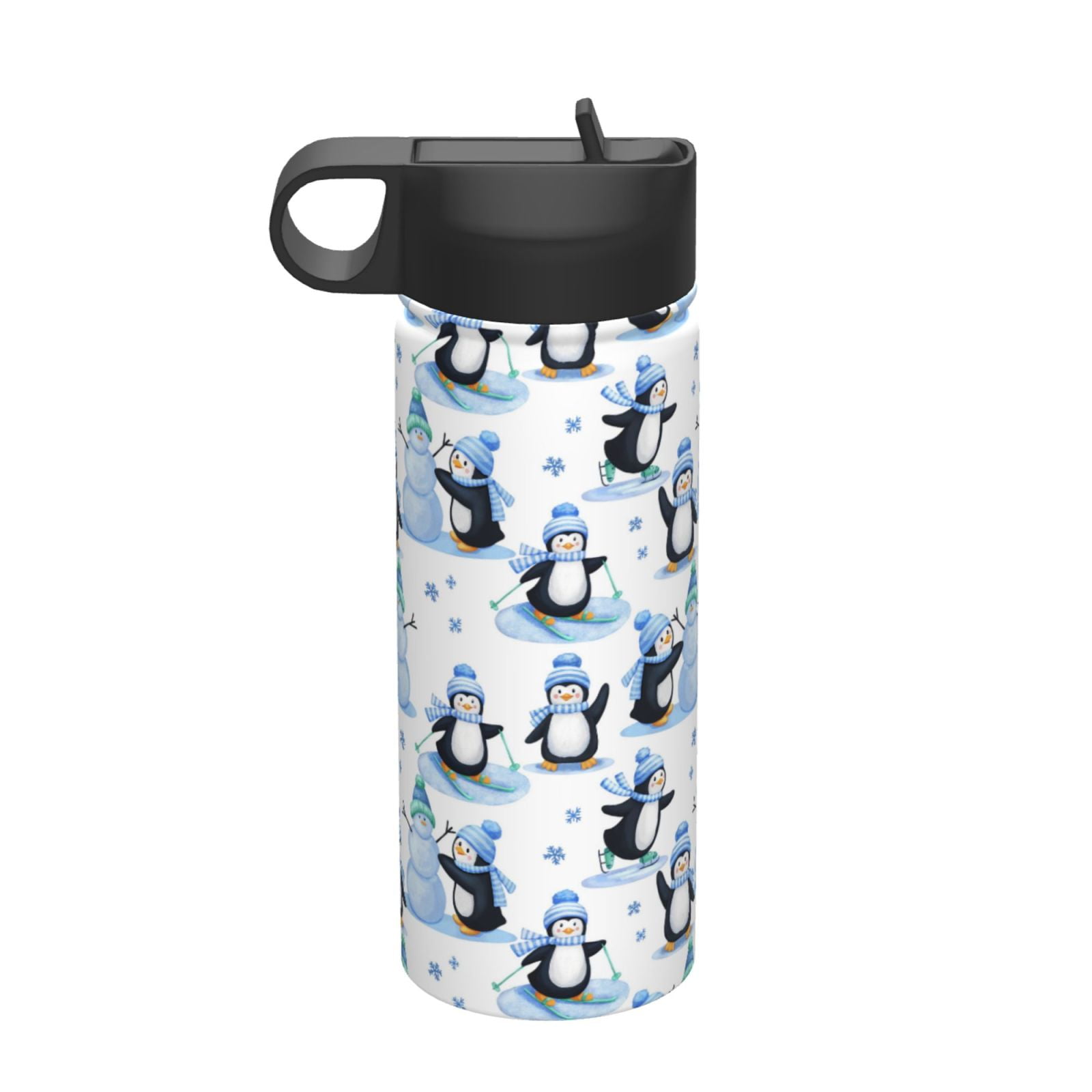 Lsque Playful Penguins and Snowmen Pattern 18oz Sports Insulated Kettle ...