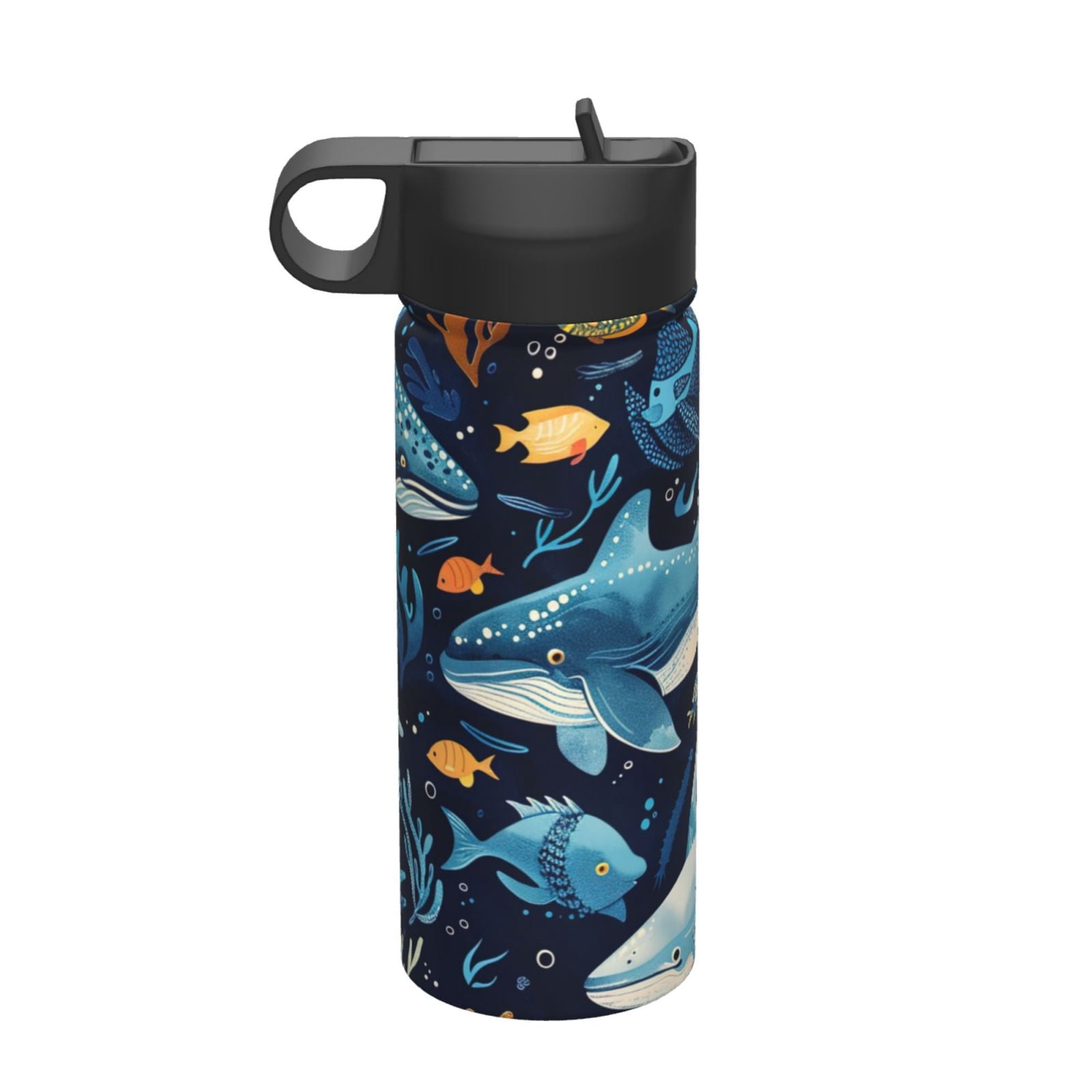 Lsque Playful Whales Underwater Scene Pattern 18oz Sports Insulated ...