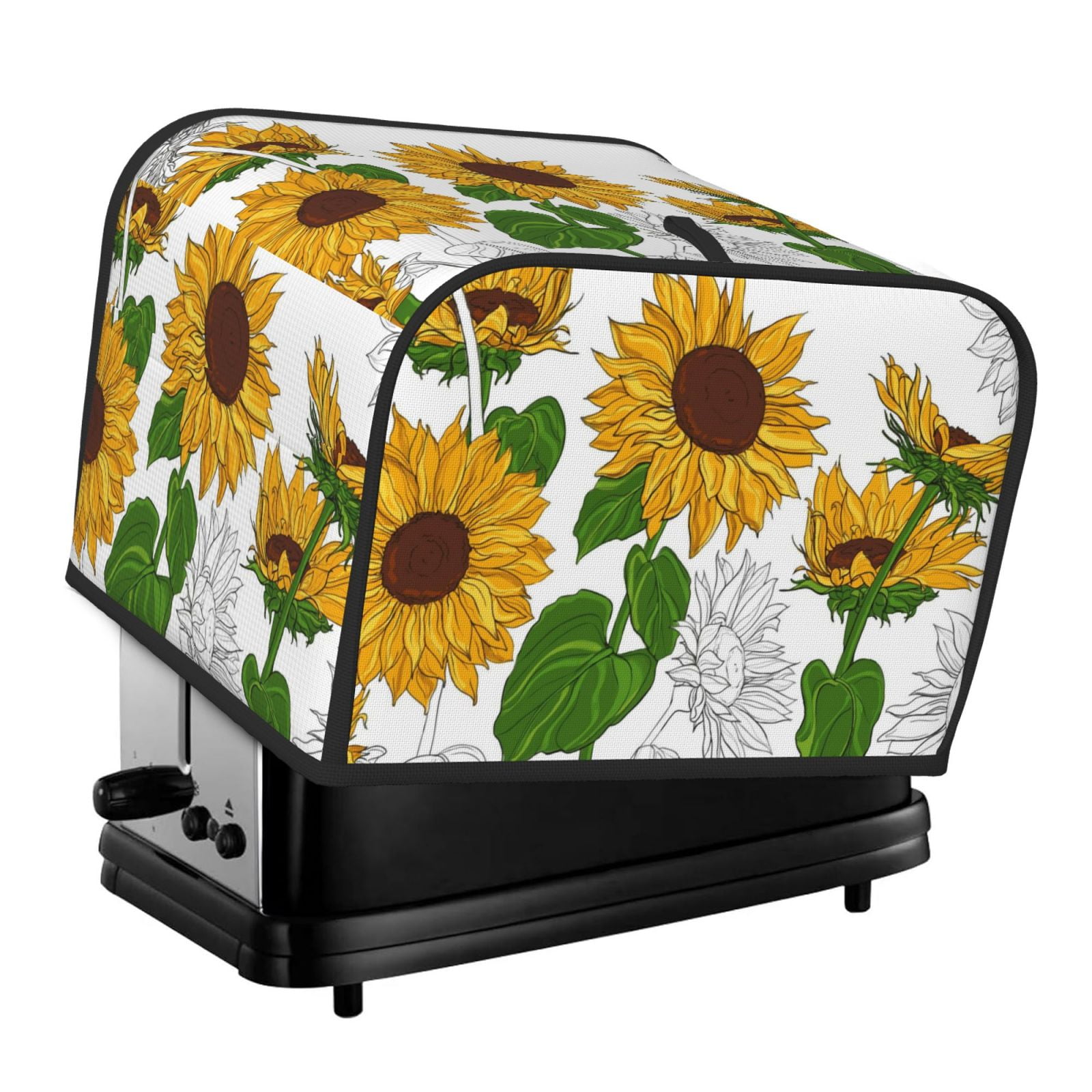 Lsque Plump Sunflower And Sketch Print 4 Slice Toaster Cover , Kitchen ...