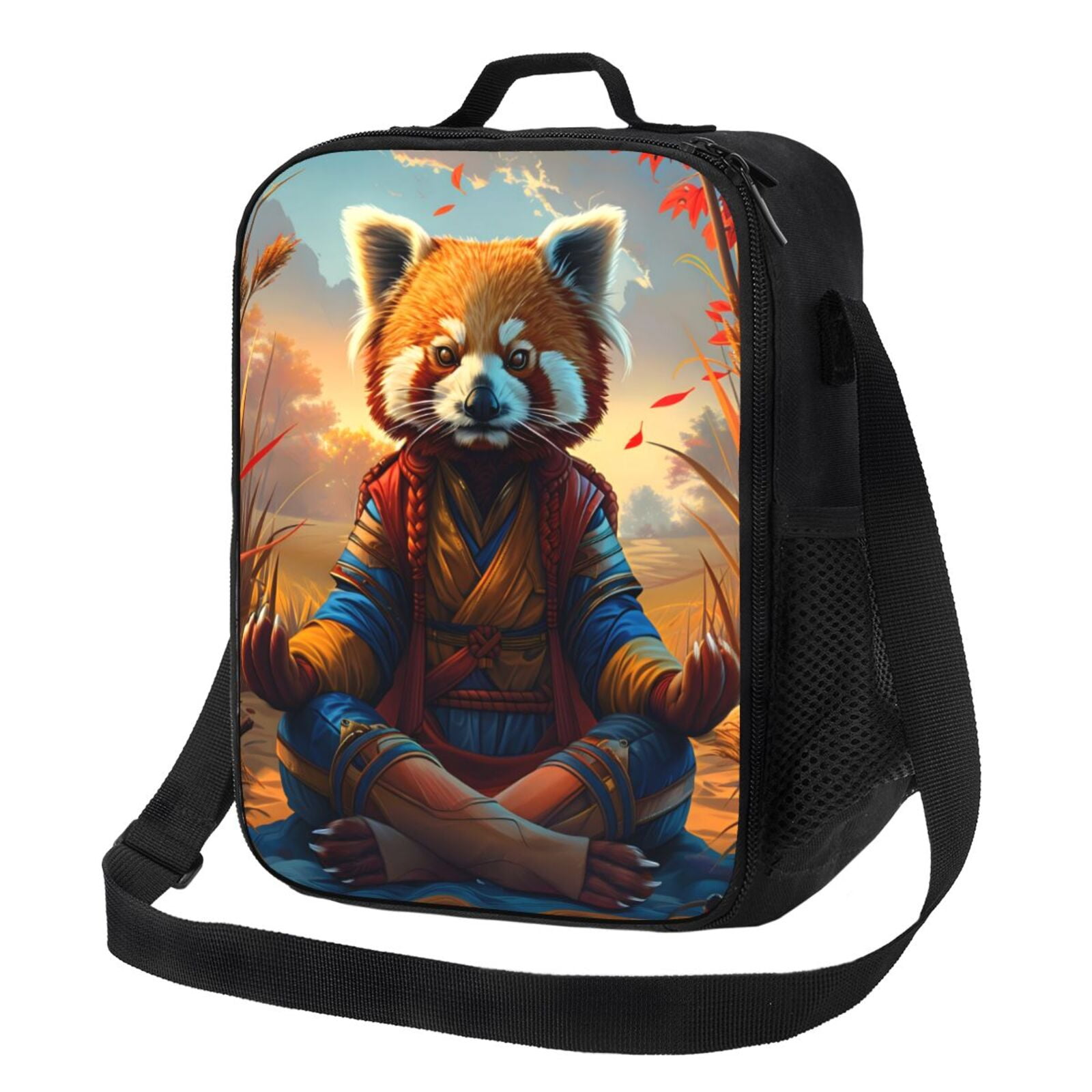 Lsque Prairie Meditating Raccoon Lunch Bag Lunch Box for Women Men ...