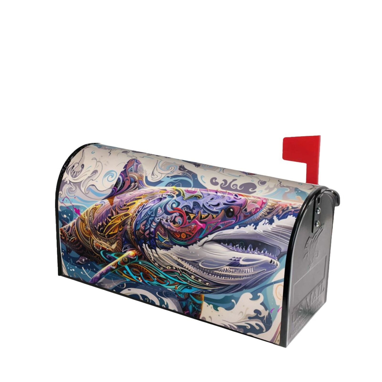 Lsque Psychedelic Shark Artwork Mailbox Cover Standard Size ,Magnetic ...