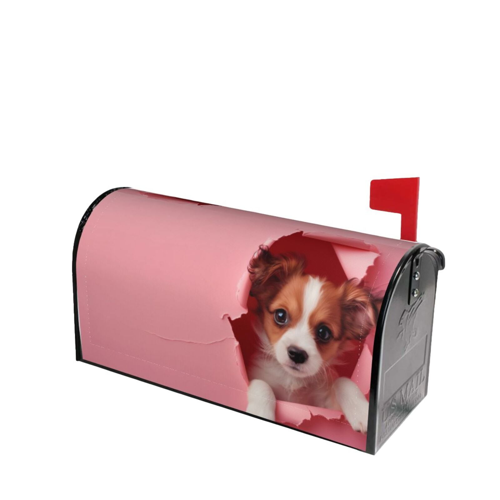 Lsque Puppy Peeking Through Pink Mailbox Cover Standard Size ,Magnetic ...
