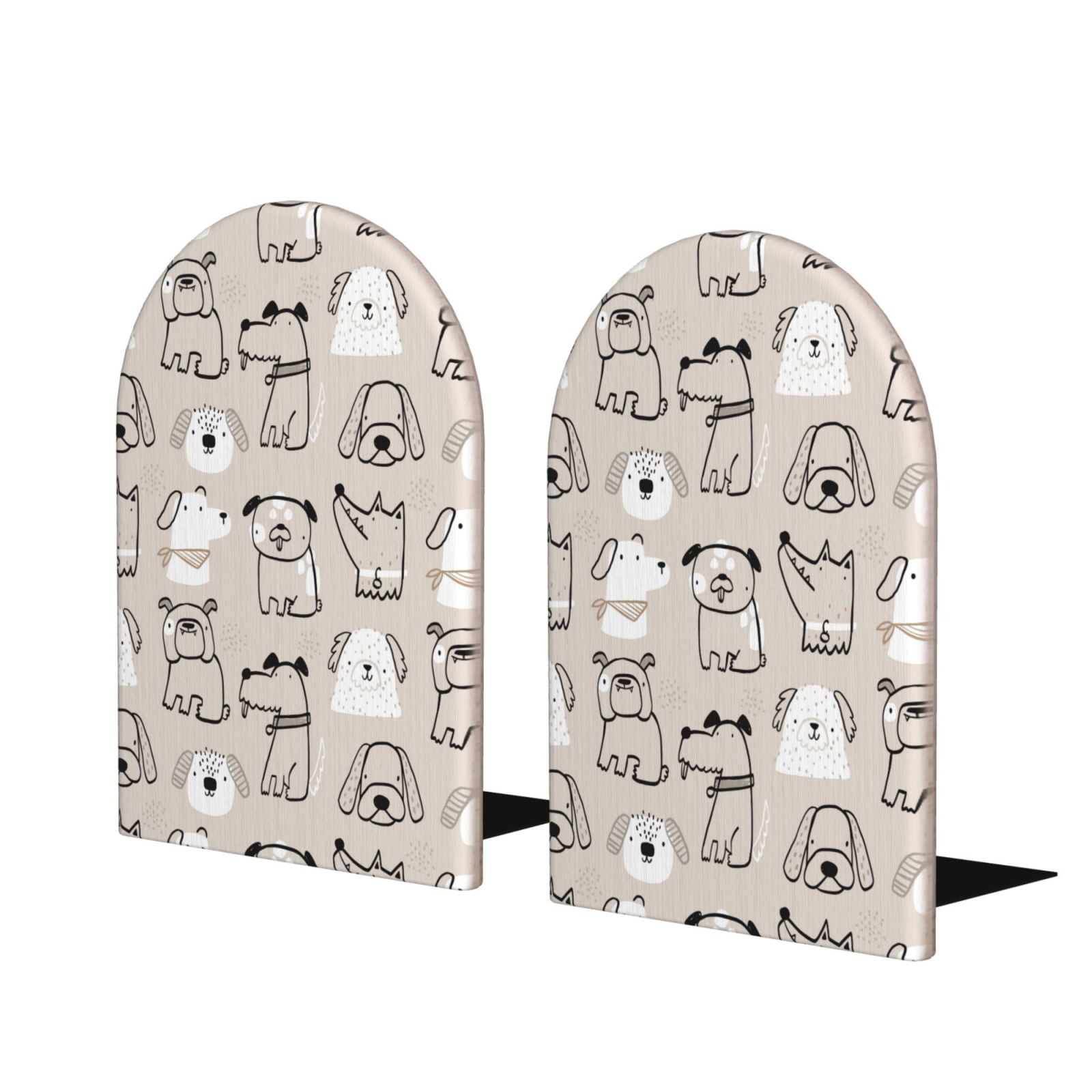 Lsque Puppy Printed Wood Bookends,Non-Skid Bookend for Shelves,Heavy ...