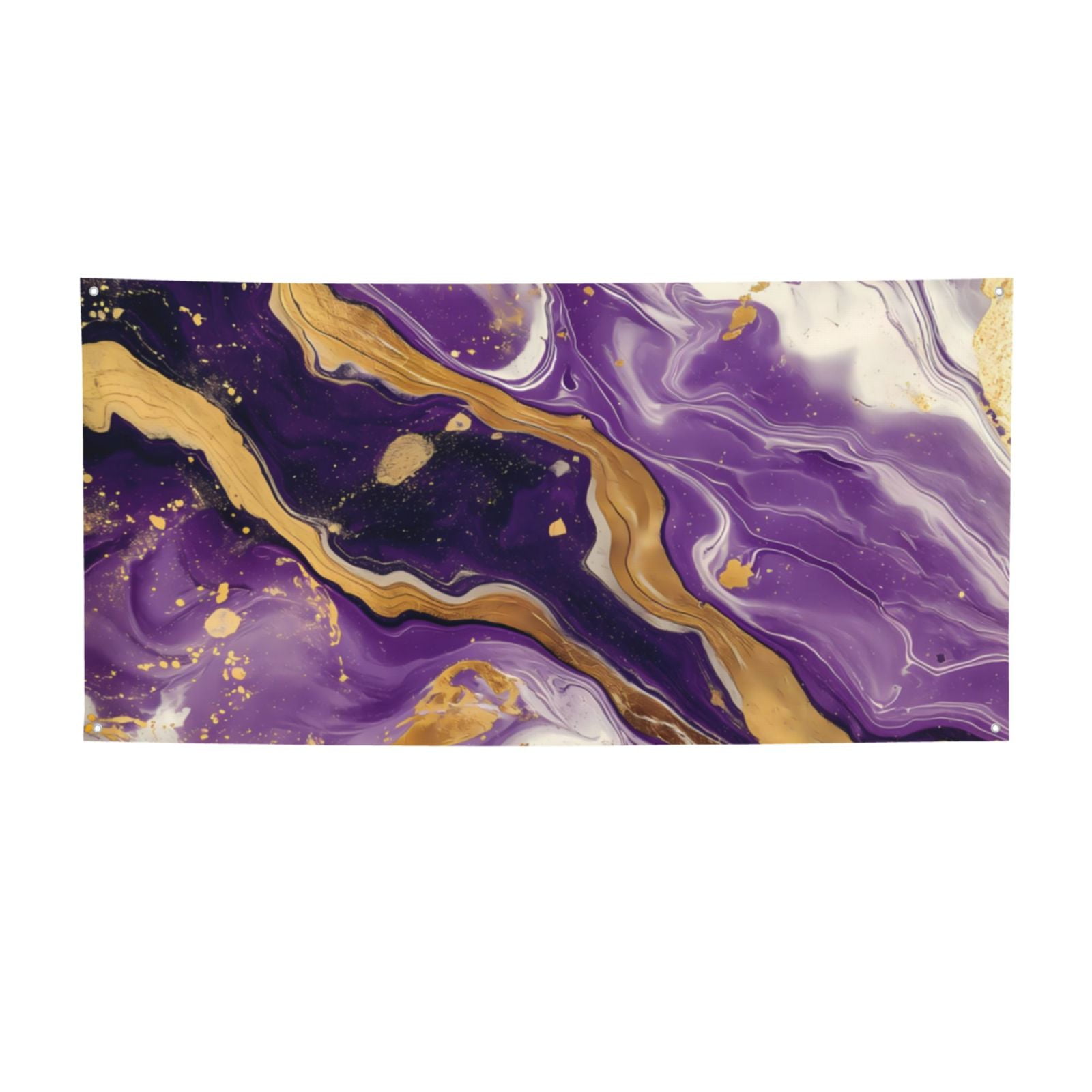 Lsque Purple Gold Marble Swirls Pattern Party Banner, Festive Banner ...
