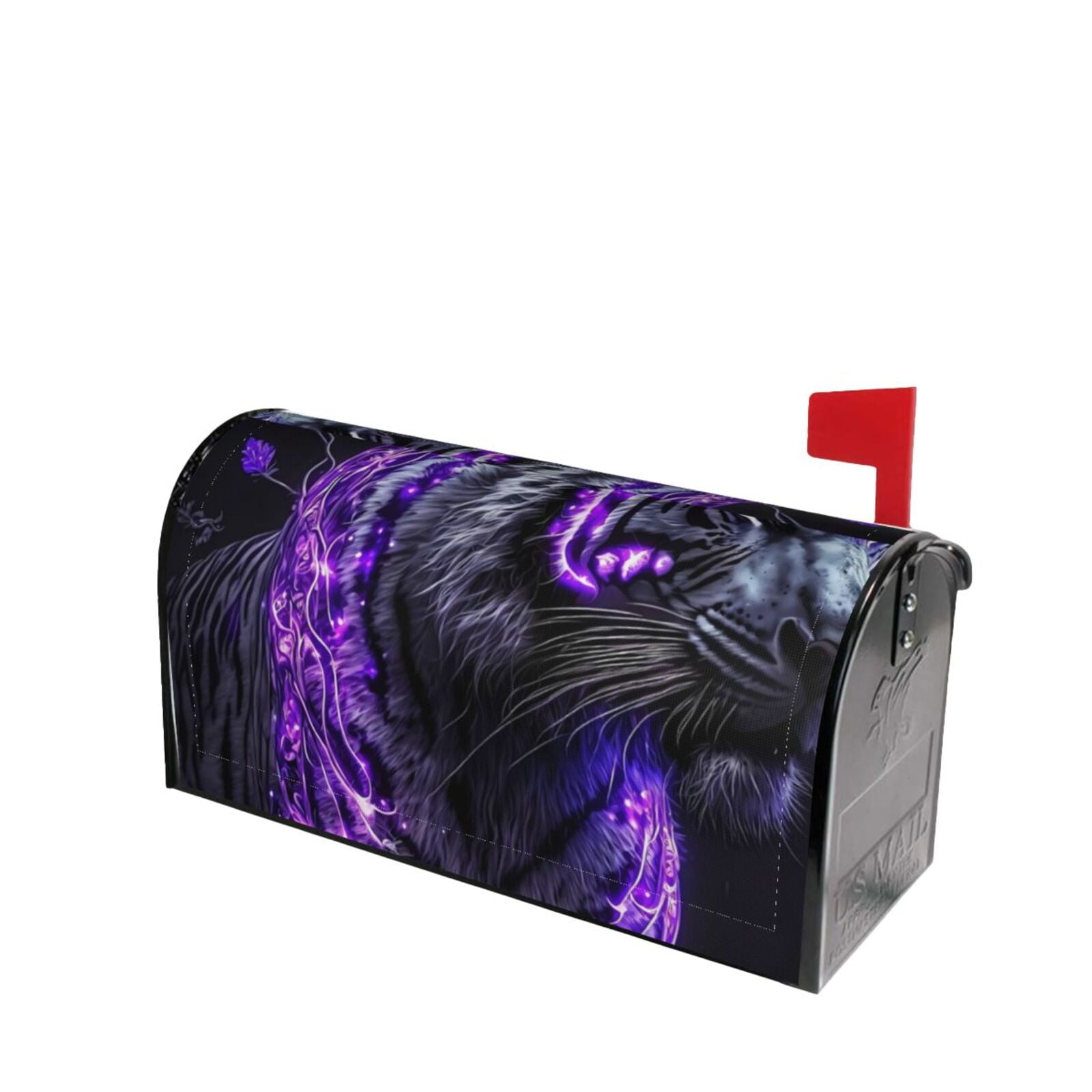 Lsque Purple Plant White Tiger Mailbox Cover Standard Size ,Magnetic ...