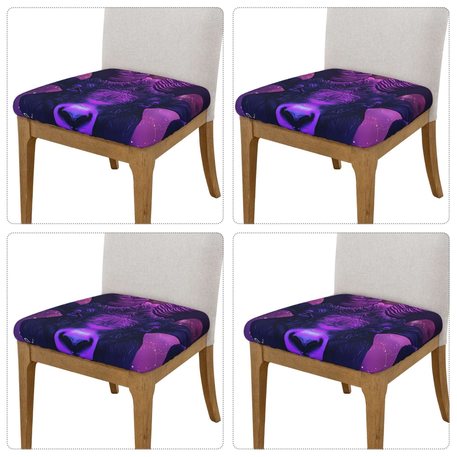 Lsque Purple Starry Sky Antelope Printed Square Couch Cushion Covers ...