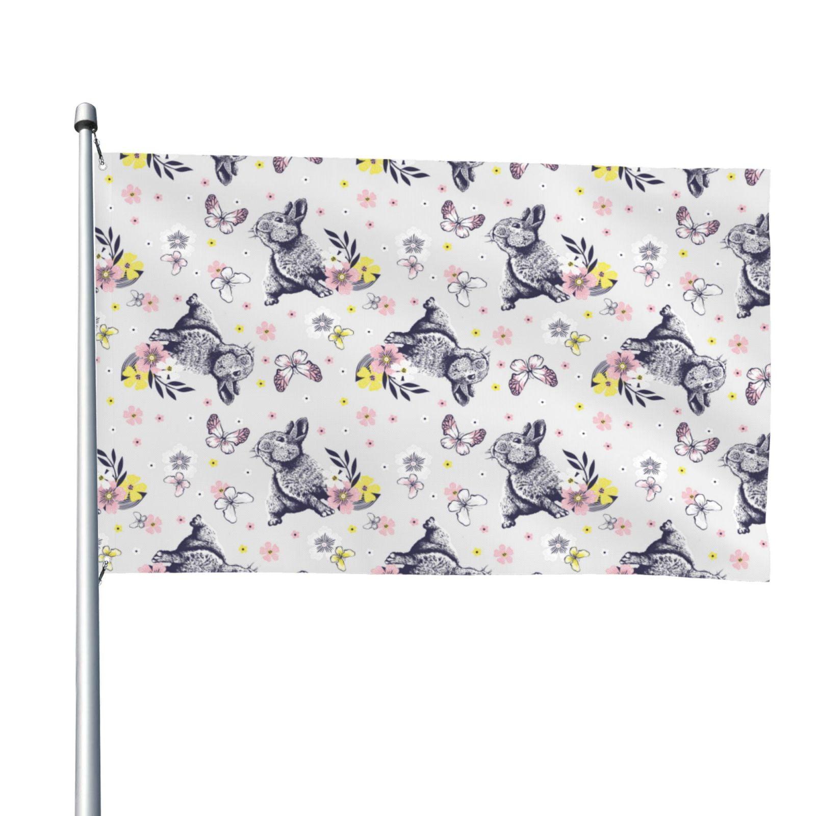 Lsque Rabbit And Butterfly Pattern Flag,Rabbit And Butterfly Printed ...
