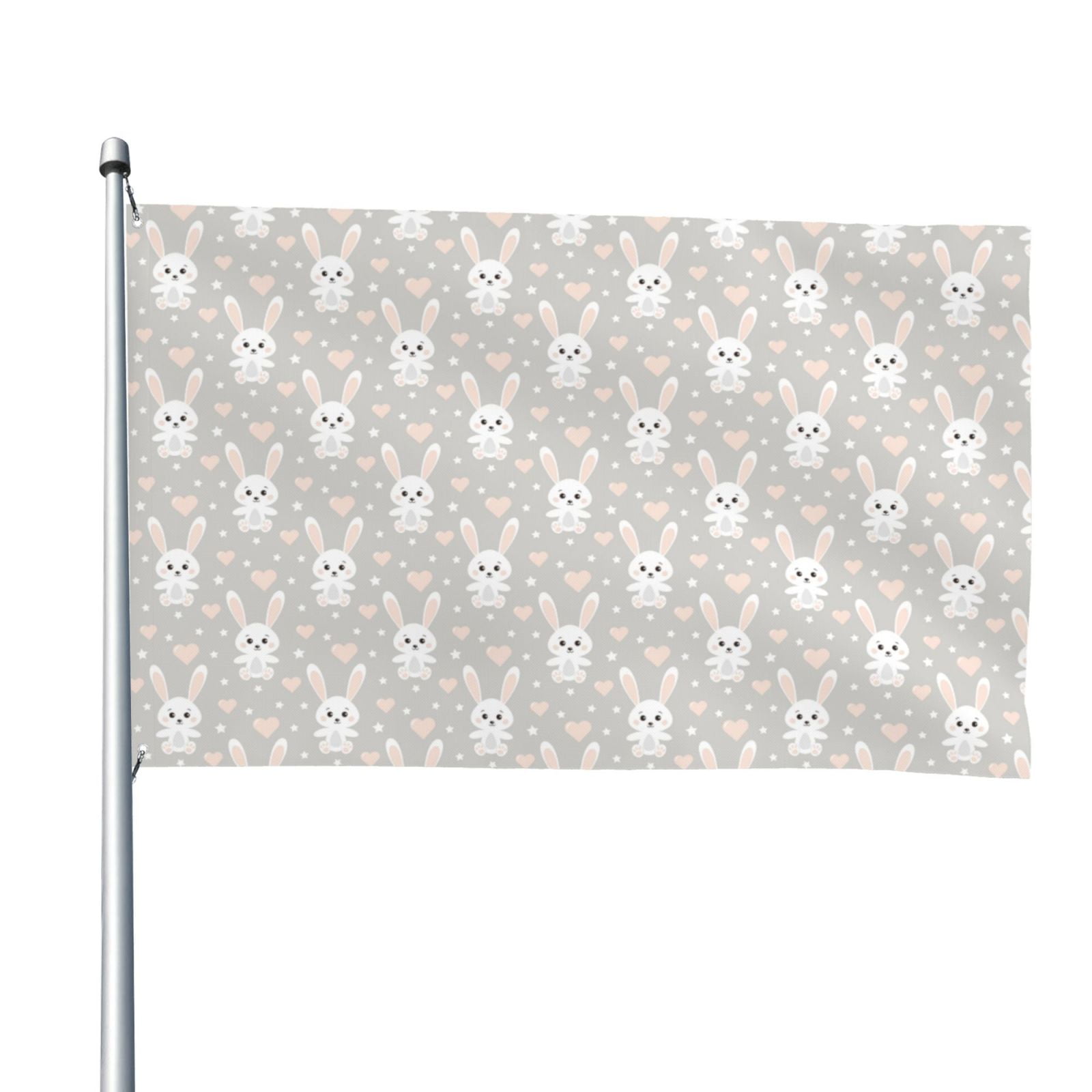 Lsque Rabbit And Heart Pattern Flag,Rabbit And Heart Printed Garden ...