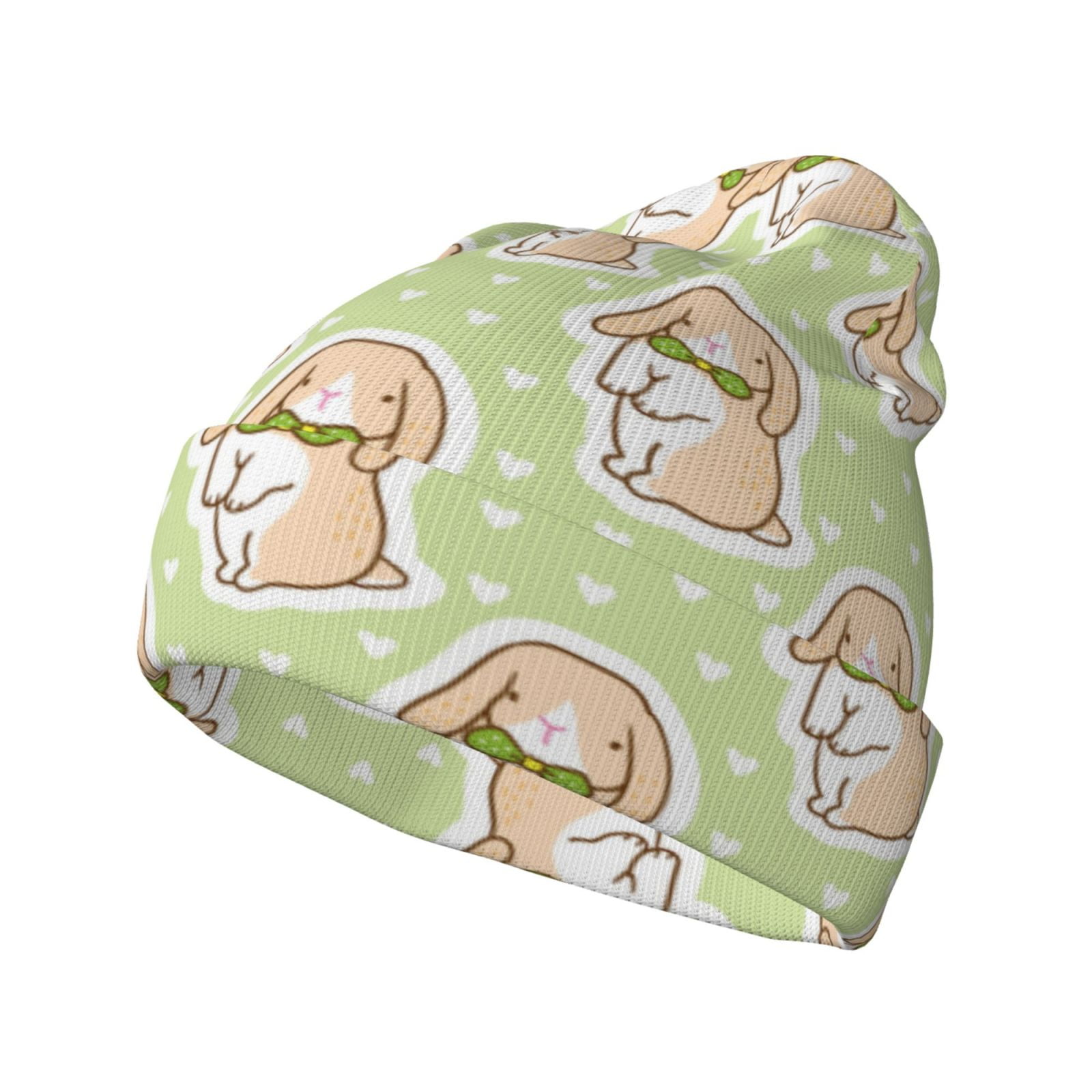 Lsque Rabbit With Tie Pattern Knitted Beanie, Unisex Winter Hat, Knit ...