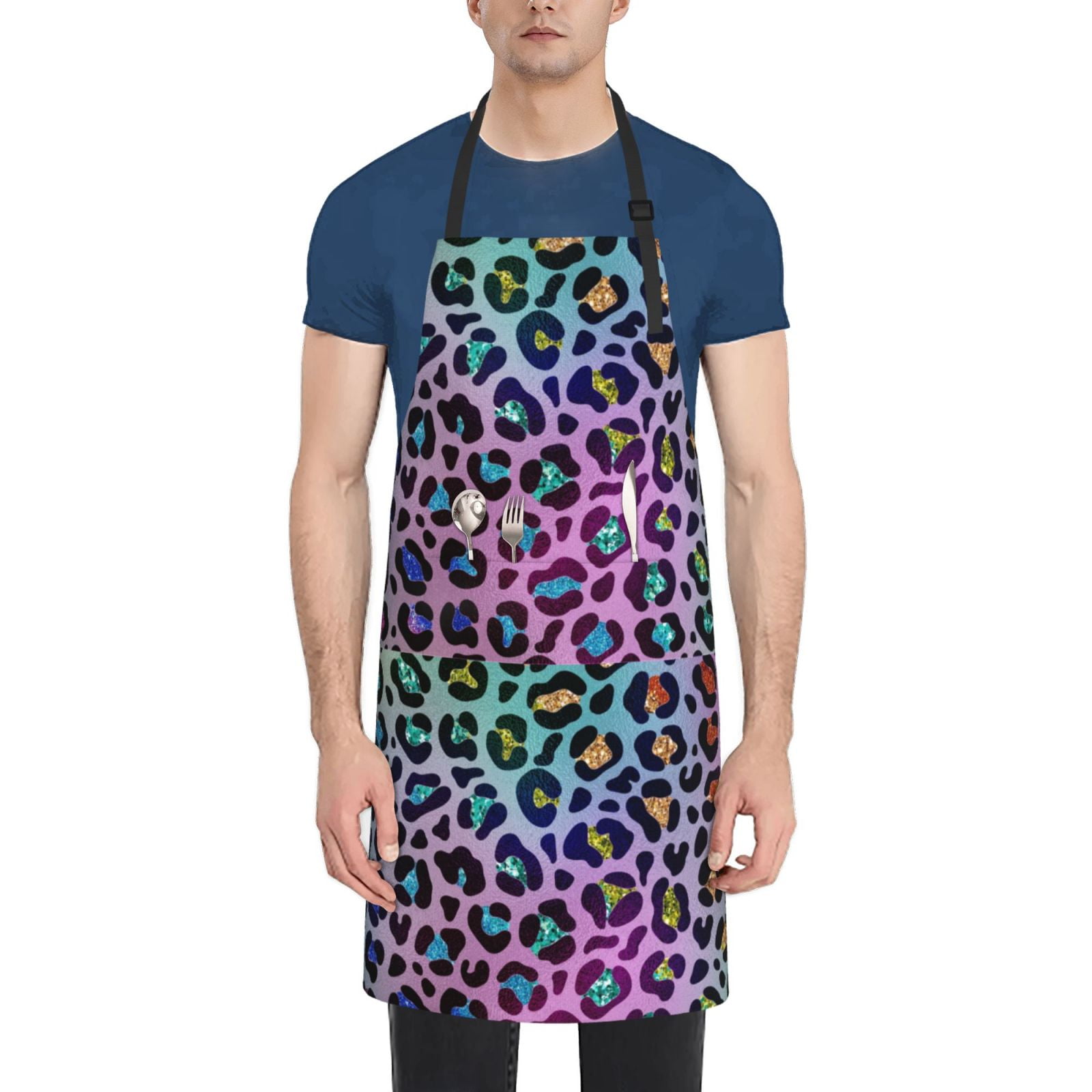 Lsque Rainbow Animal Skin Waterproof Apron Chef Aprons for Men Heavy ...