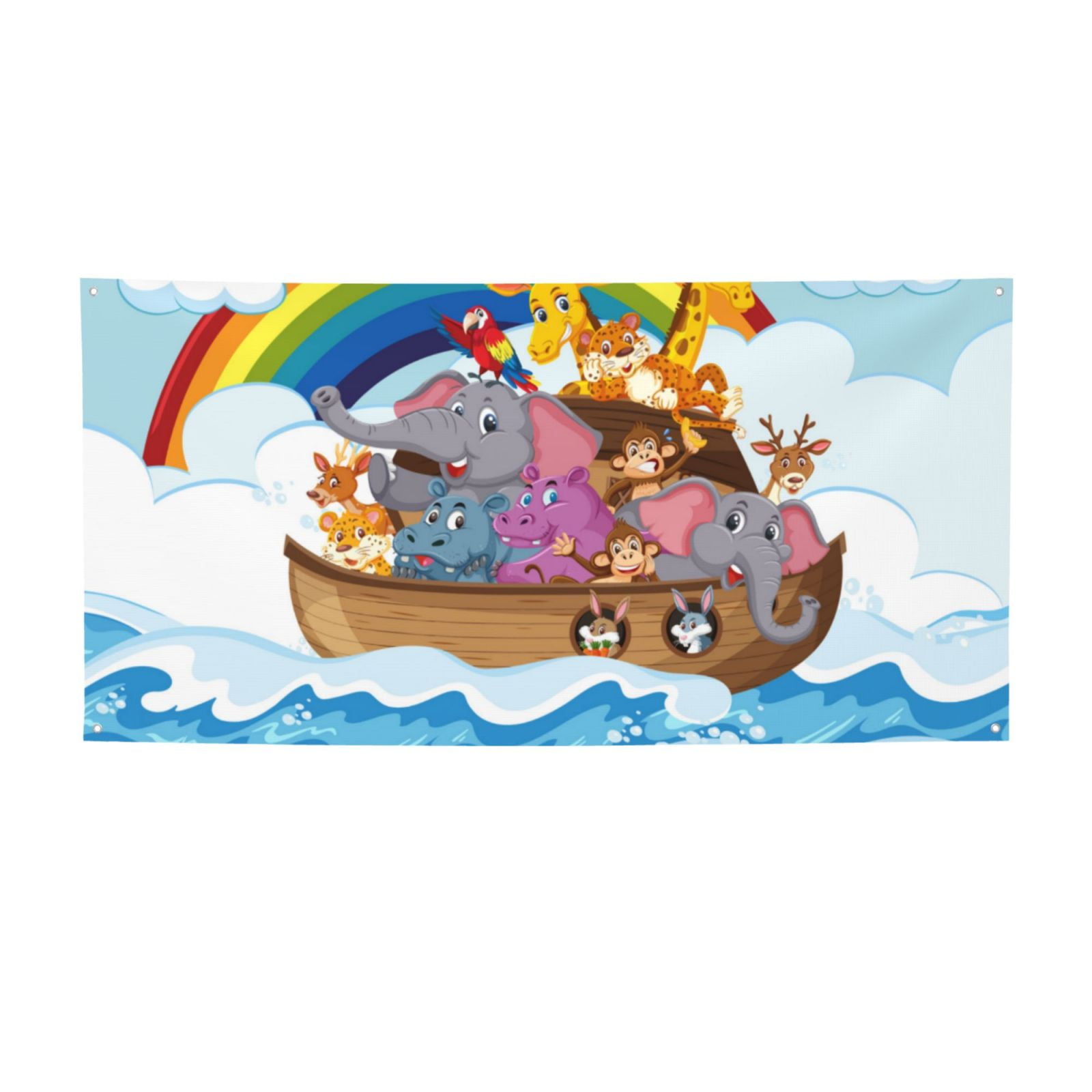 Lsque Rainbow Animals on Noah's Ark Pattern Party Banner, Festive ...
