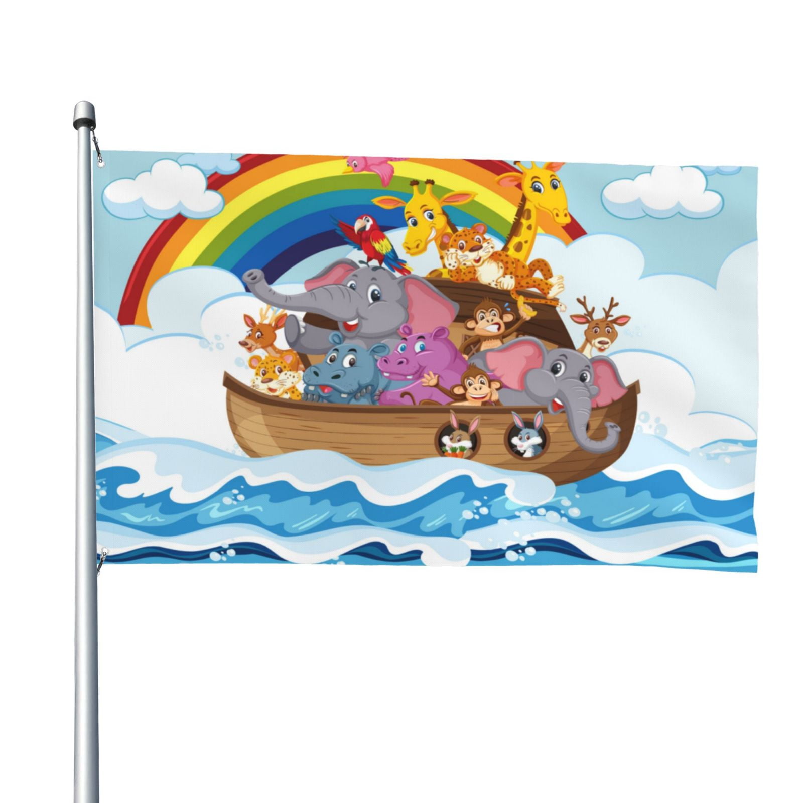 Lsque Rainbow Animals on Noah's Ark Pattern Flag,Rainbow Animals on ...