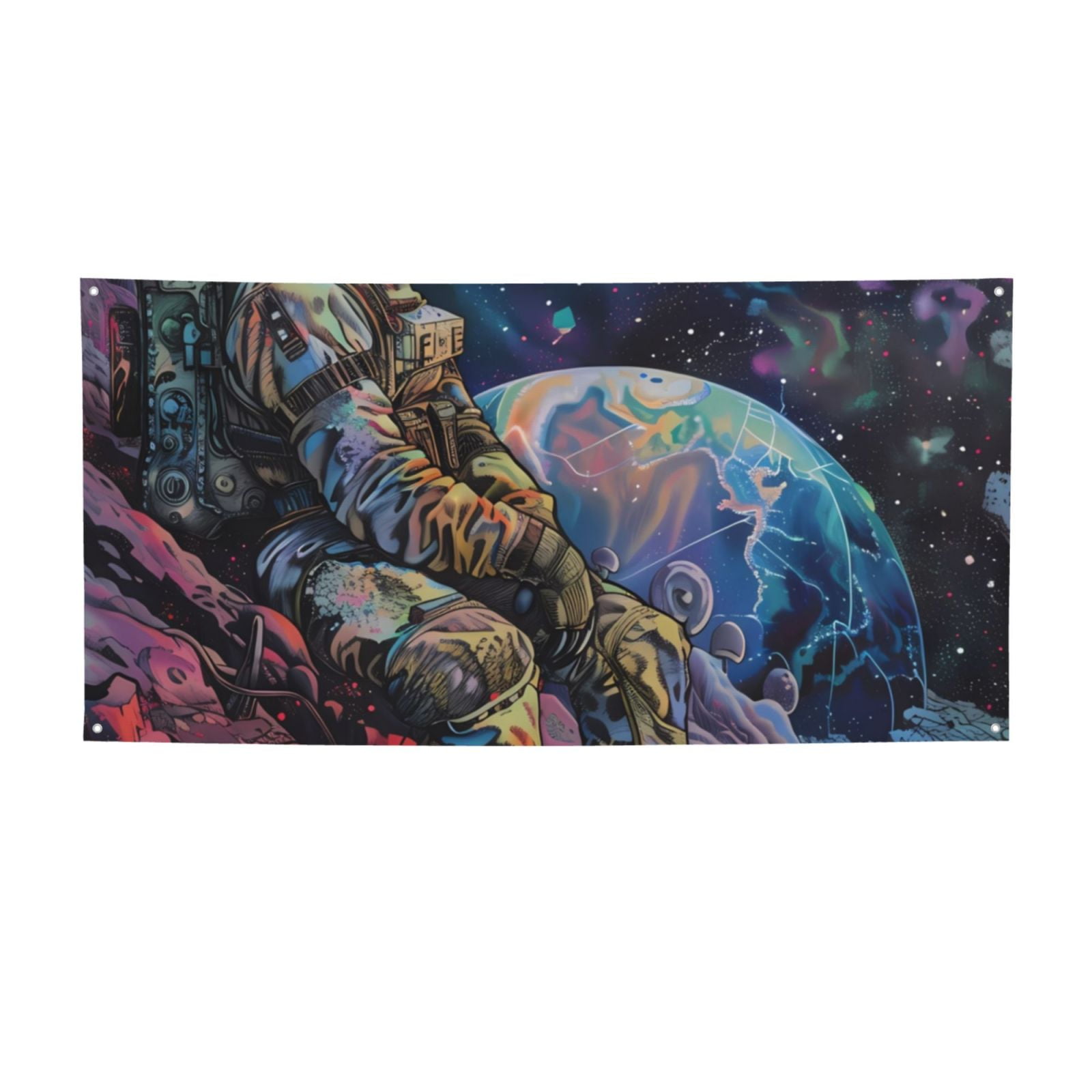 Lsque Rainbow Astronaut Space Landscape Pattern Party Banner, Festive ...