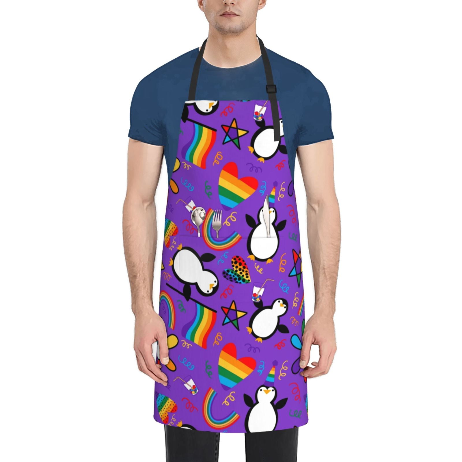Lsque Rainbow Lgbt Penguin Waterproof Apron Chef Aprons for Men Heavy ...