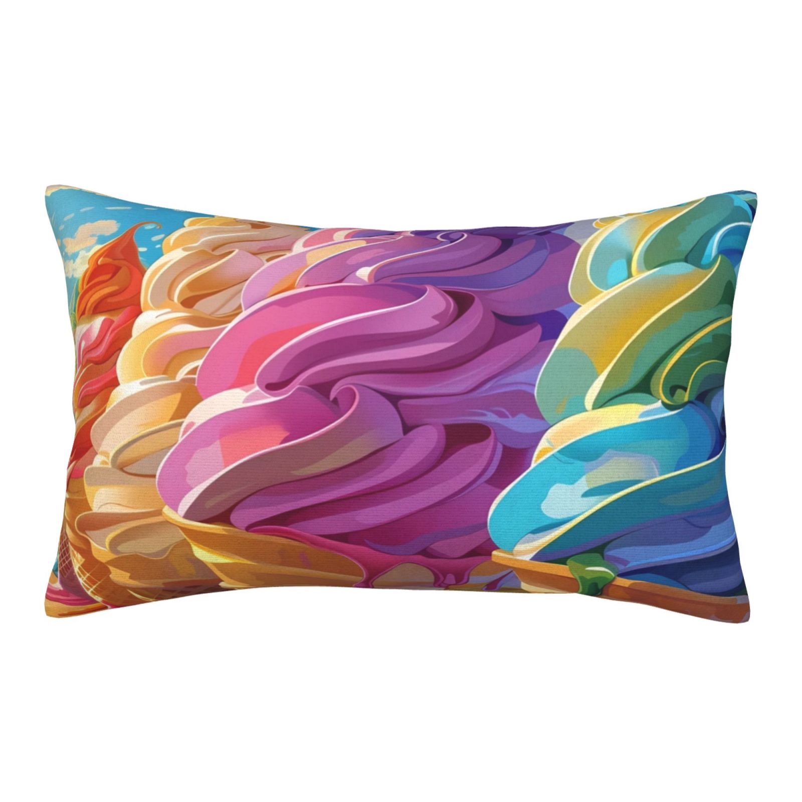 Lsque Rainbow Melting Ice Cream Pattern Pillow Case – Soft & Cozy Throw ...