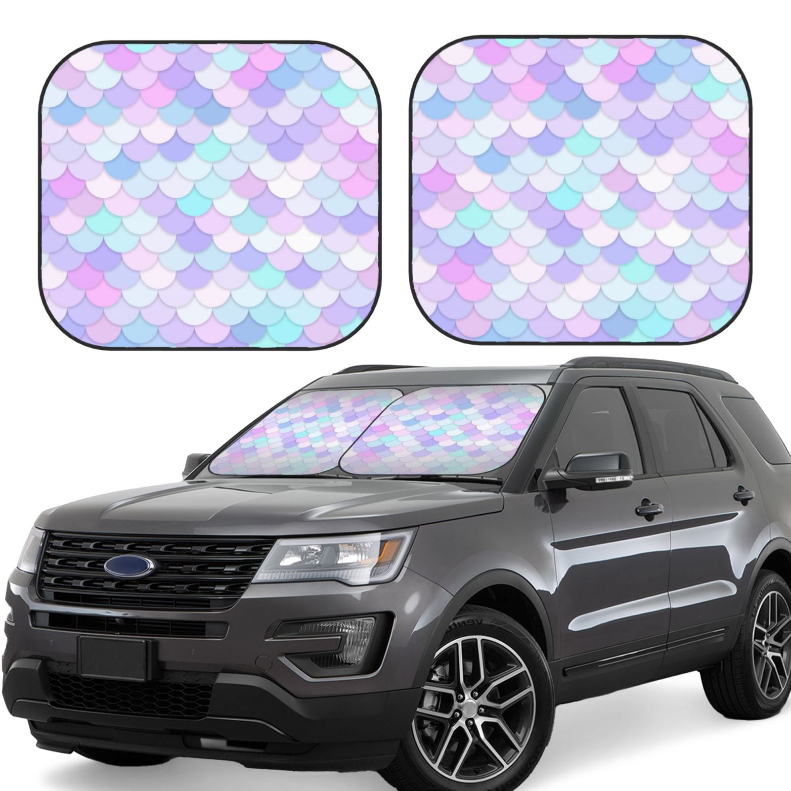 Lsque Rainbow Scales 2 PCS Windshield Sun Shade | CarFoldable Window ...