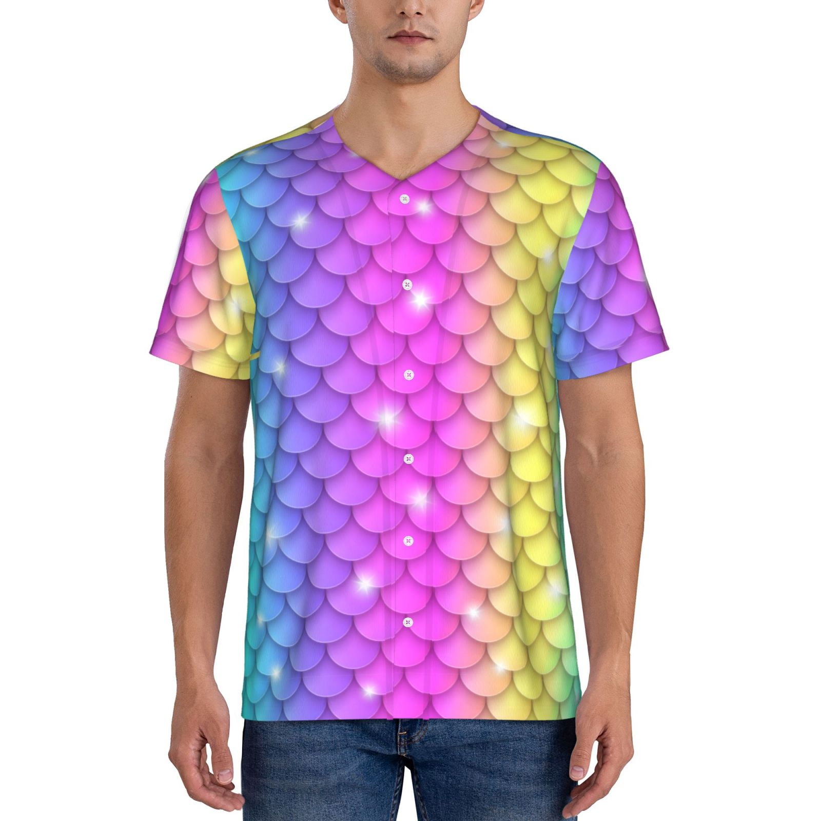 Lsque Rainbow Scales2 Pattern Mens Polo Golf Shirts Funny Graphics ...