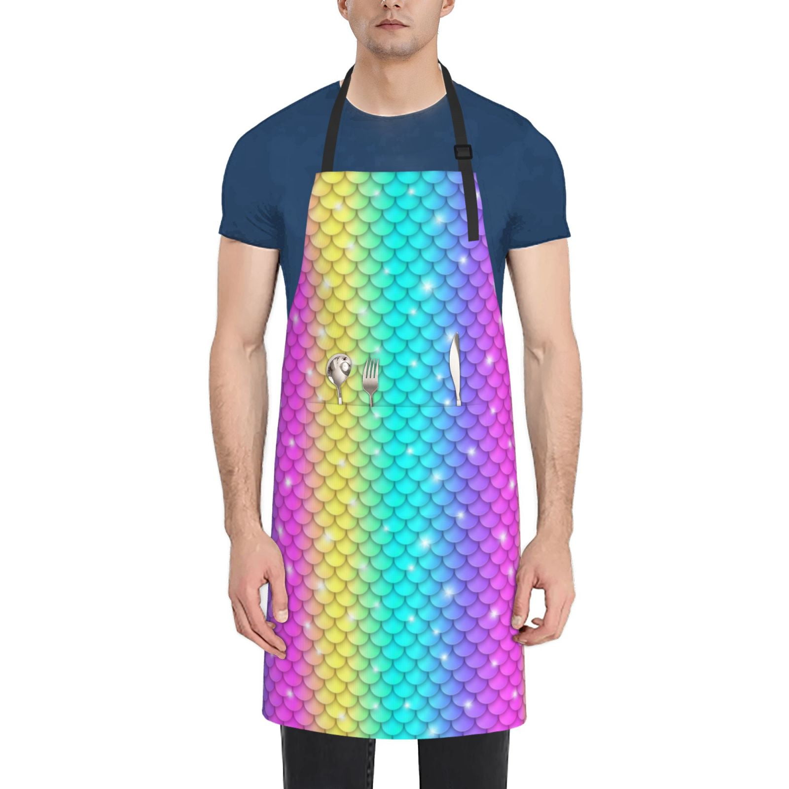 Lsque Rainbow Scales2 Waterproof Apron Chef Aprons for Men Heavy Duty ...