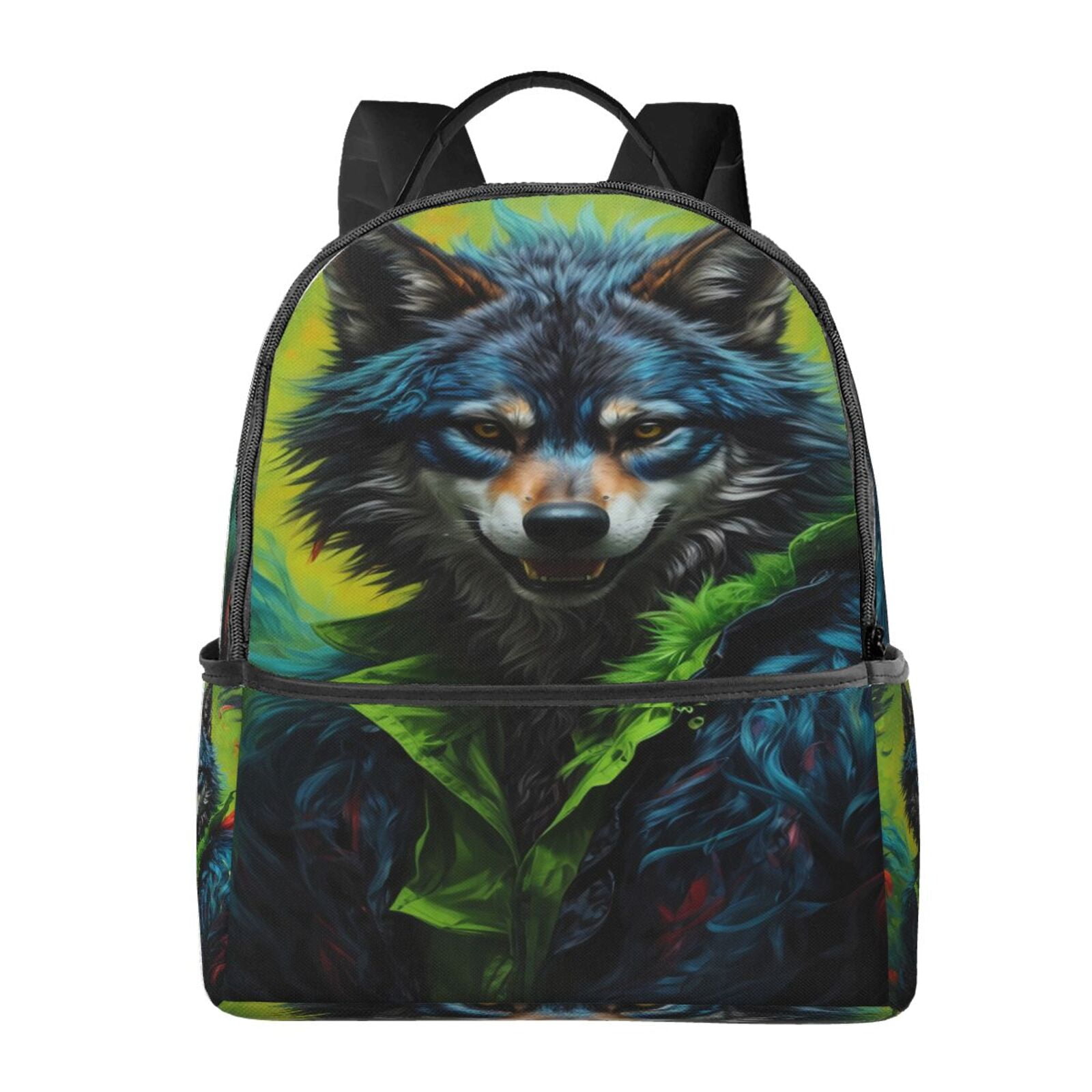 Lsque Realistic Style Wolf Warrior Pattern Backpack – School Travel ...