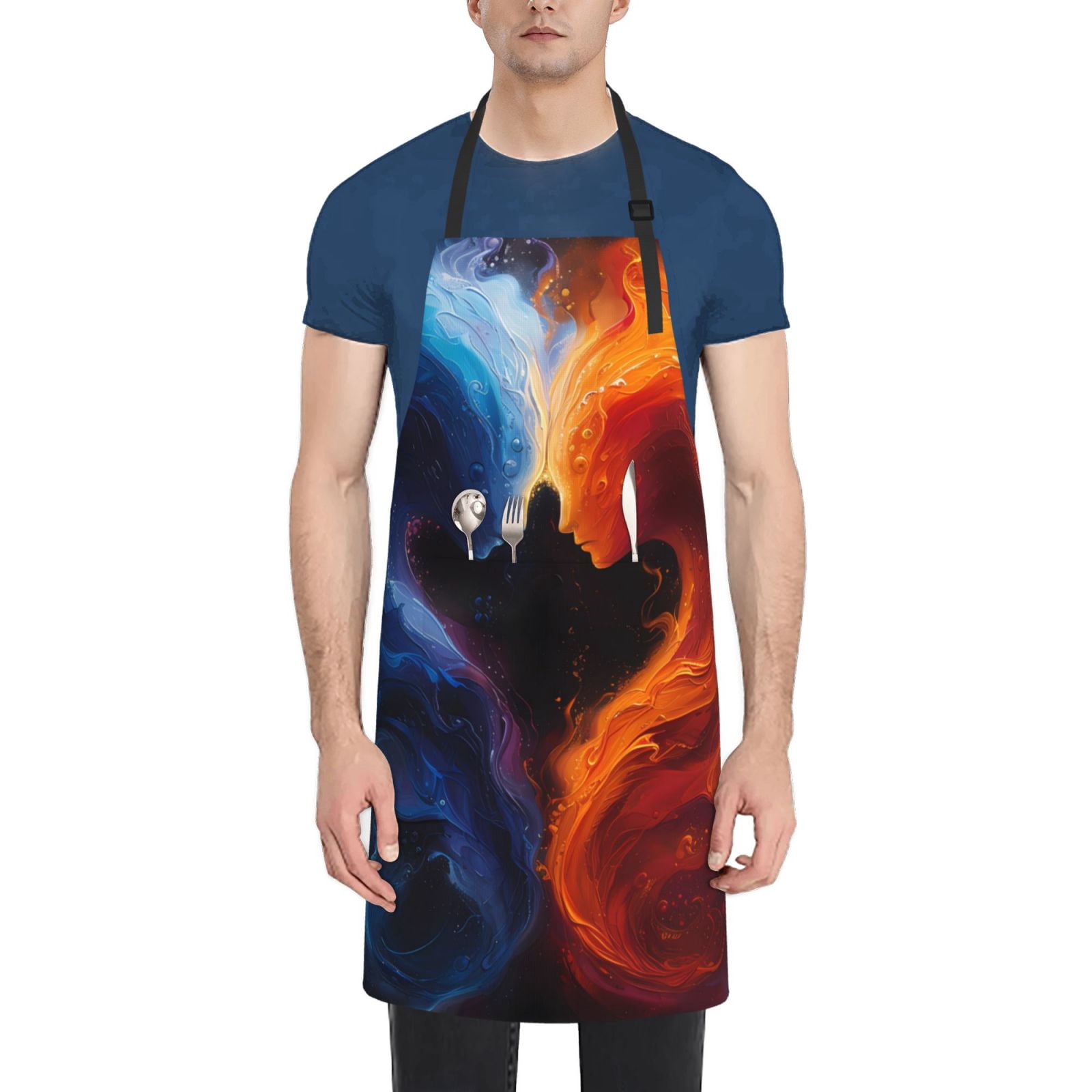Lsque Red And Blue Abstract Waterproof Apron Chef Aprons for Men Heavy ...