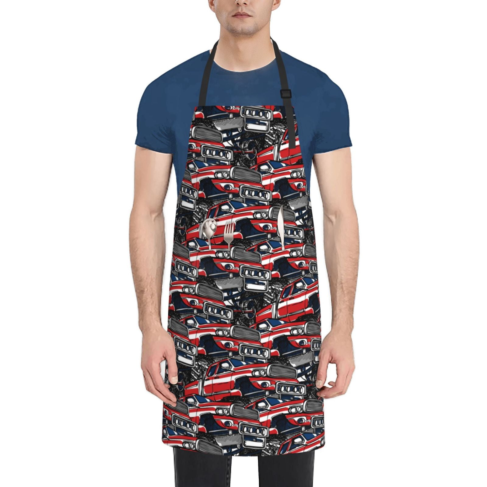 Lsque Red And Blue Cars Waterproof Apron Chef Aprons for Men Heavy Duty ...