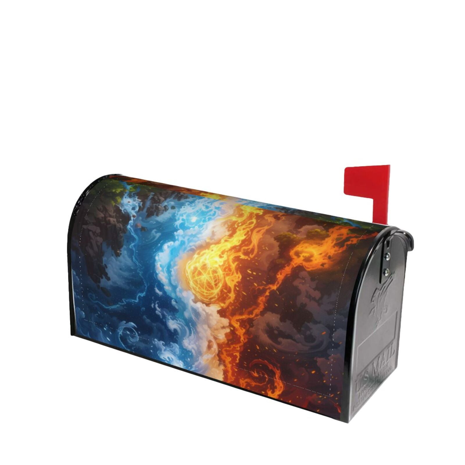 Lsque Red And Blue Flame Waves Mailbox Cover Standard Size ,Magnetic ...