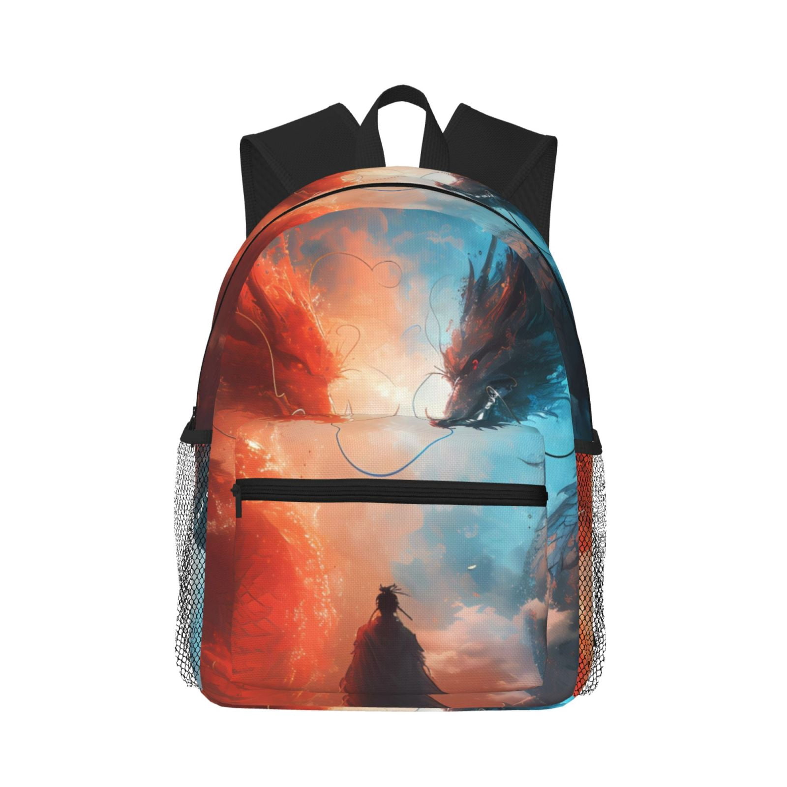 Lsque Red And Blue Sky Dragon Classic Casual Backpack - Large Capacity ...