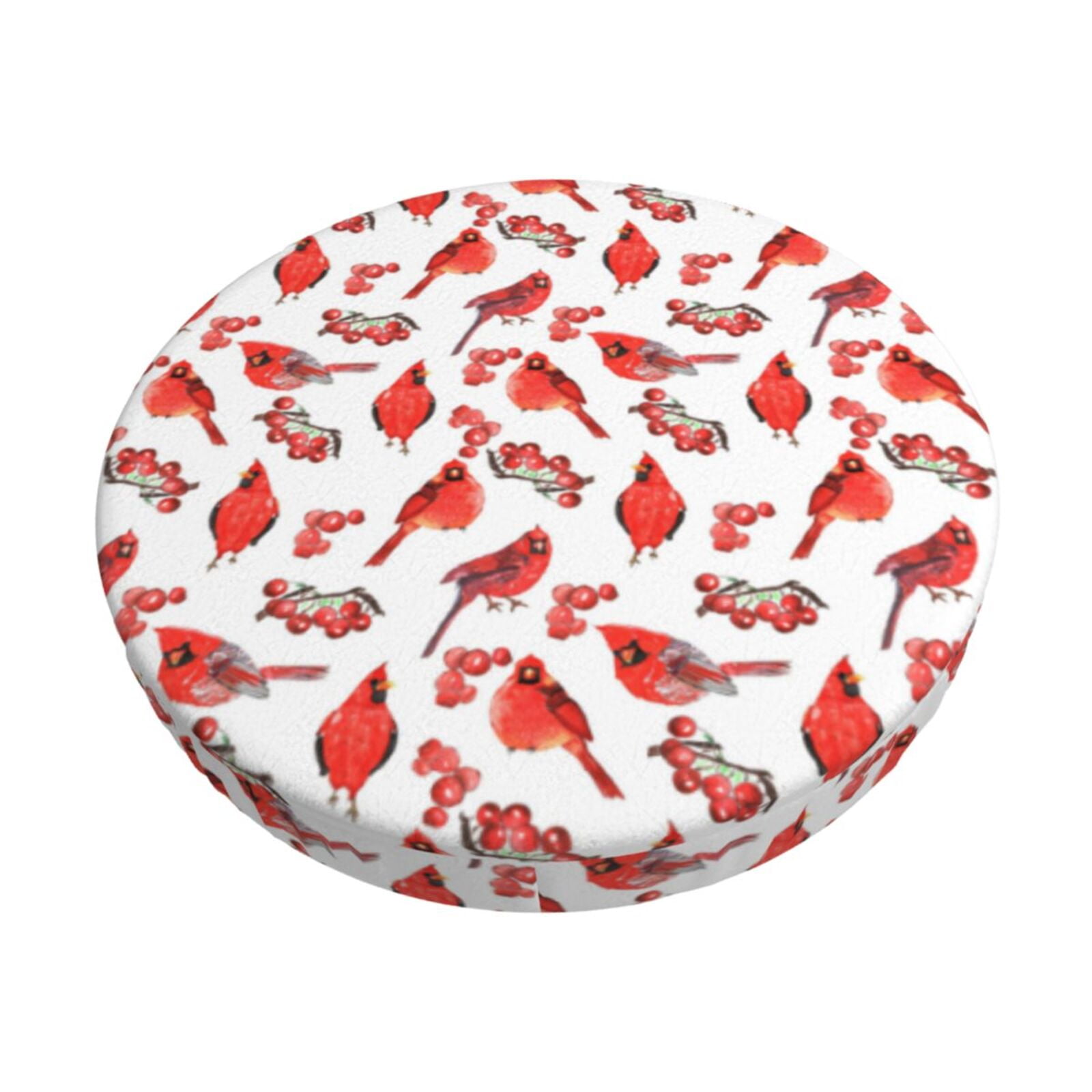 Lsque Red Birds Pattern Round Bar chair cushion covers Velvet Fabric ...