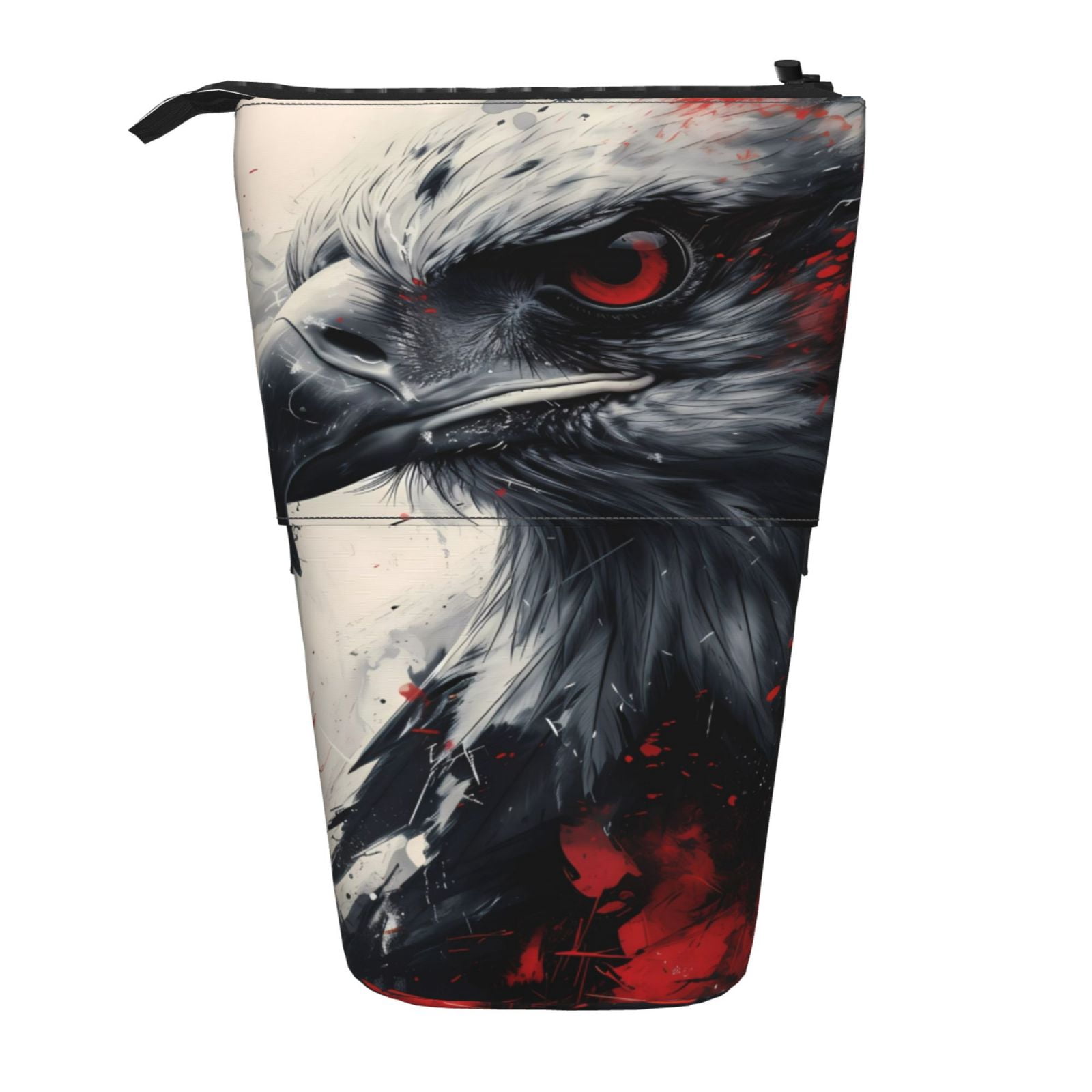 Lsque Red Black Ink Style Bald Eagle Pattern Telescopic Pencil Bag Pen ...