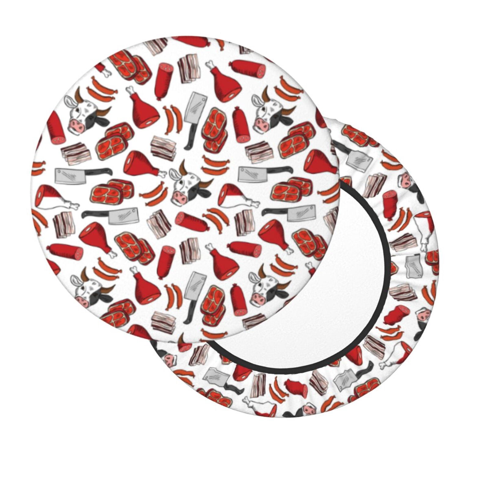 Lsque Red Food Round Bar chair cushion covers Velvet Fabric Premium ...