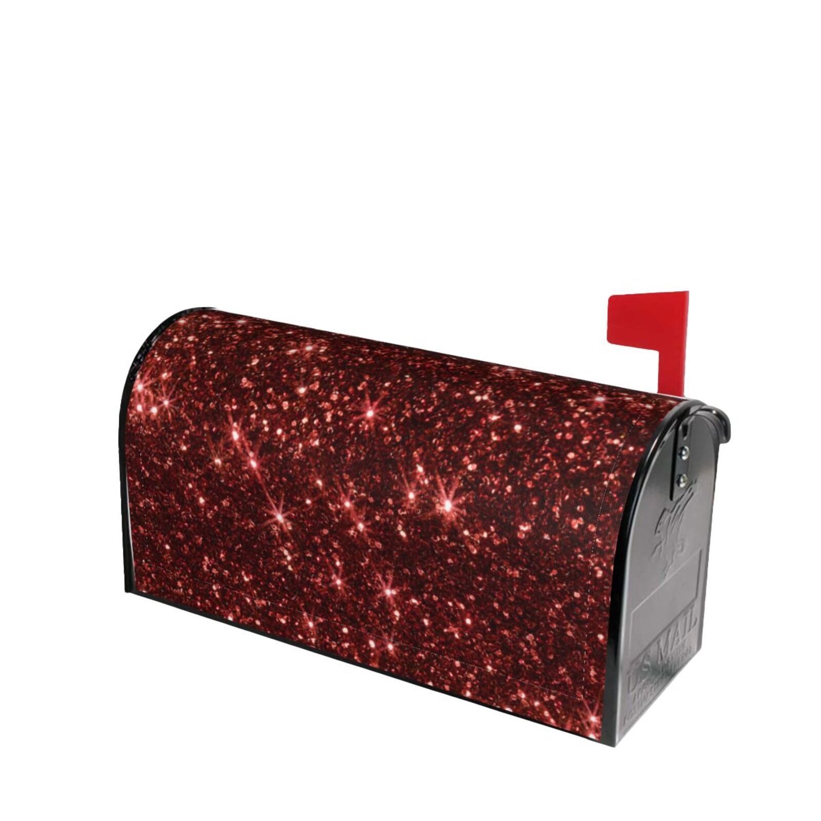 Lsque Red Glitter Texture Mailbox Cover Standard Size ,Magnetic Mailbox ...
