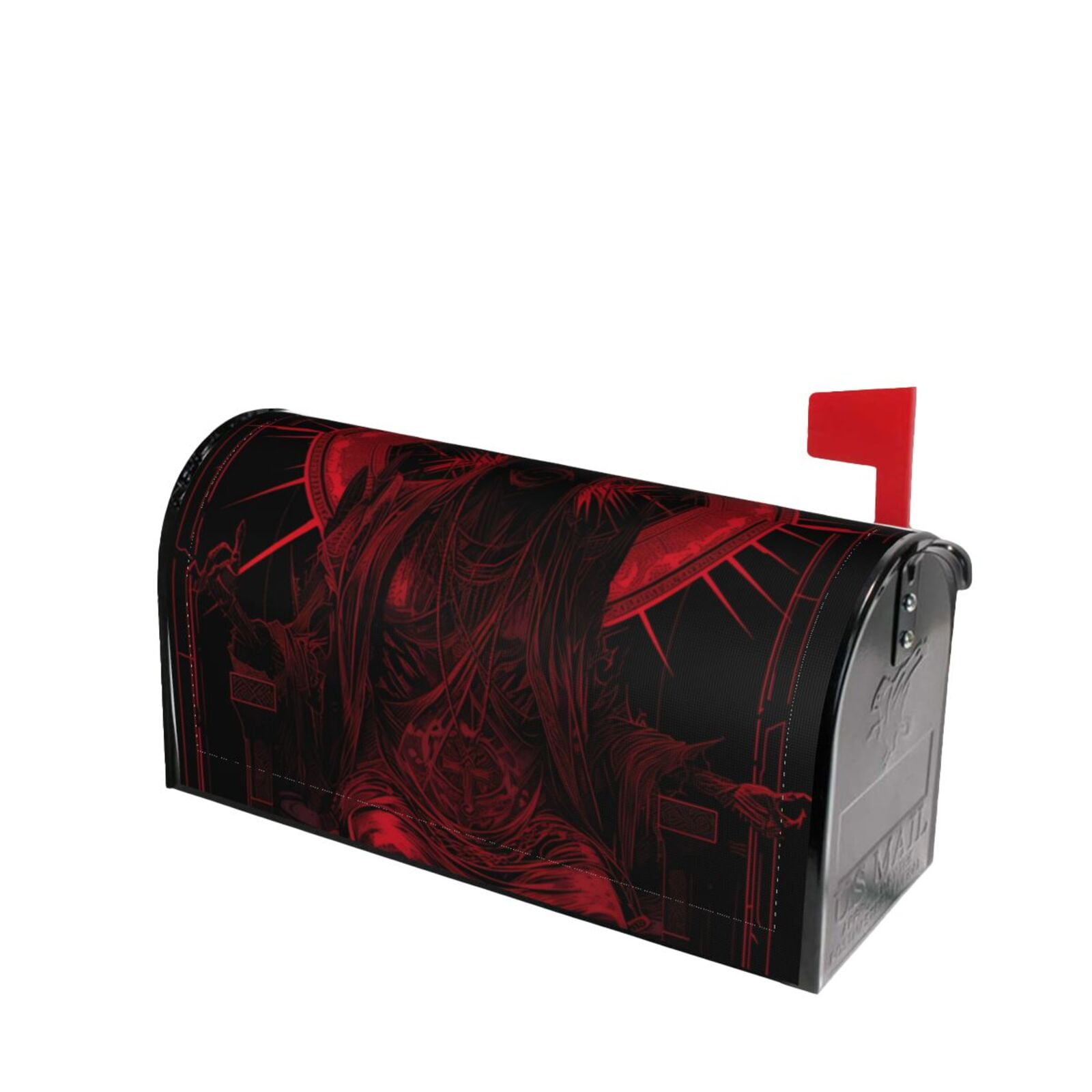 Lsque Red Gothic Skeleton Throne Mailbox Cover Standard Size ,Magnetic ...