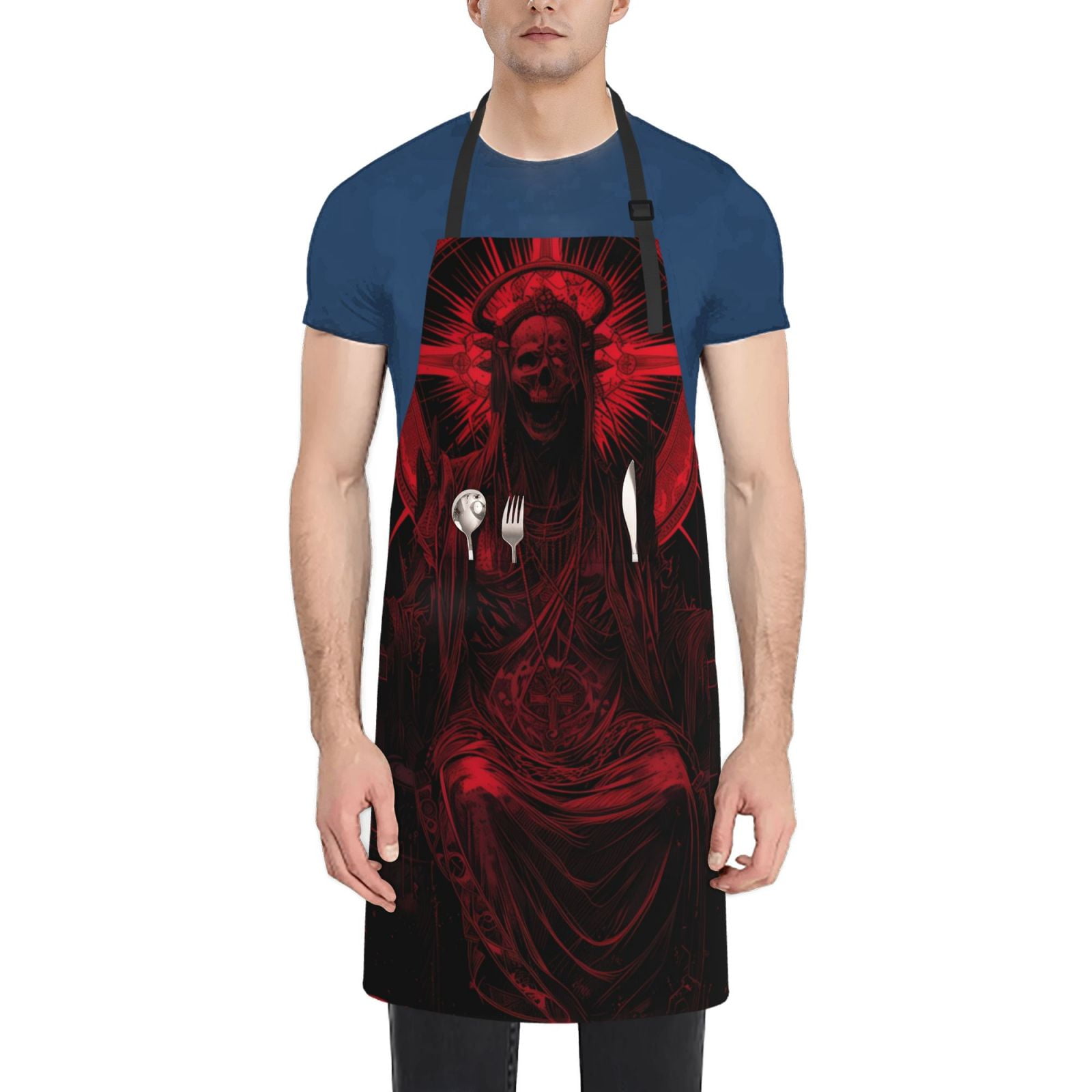 Lsque Red Gothic Skeleton Throne Waterproof Apron Chef Aprons for Men ...