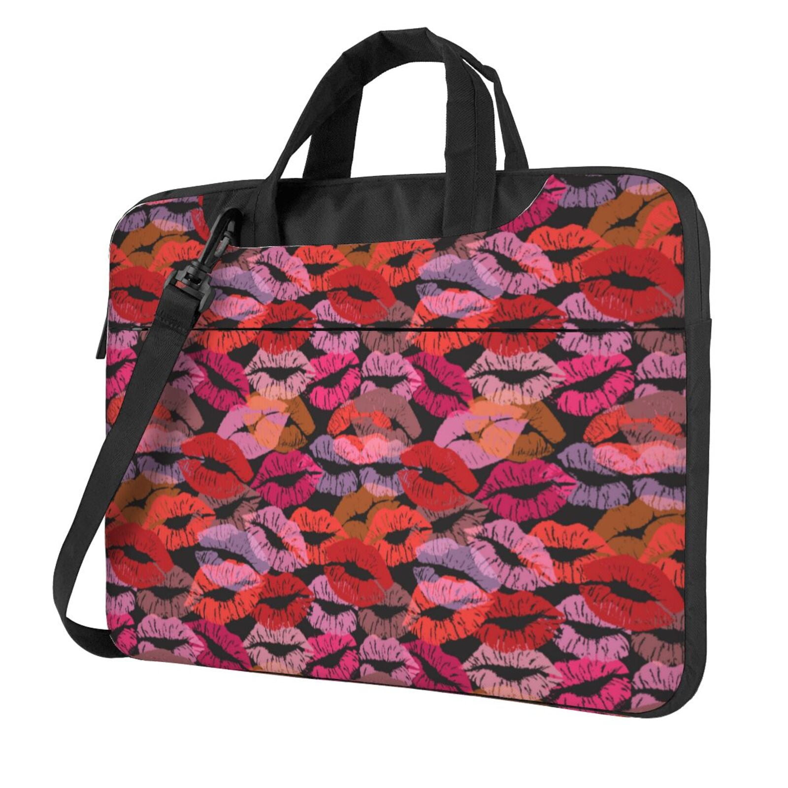Lsque Red Lips Kissing Pattern Laptop Bag – Portable & Slim Single ...