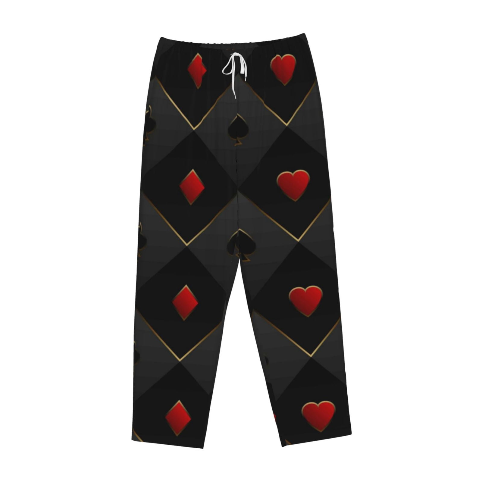 Lsque Red Poker Print Women's Pajama Pants, Lounge Pant - Comfortable ...