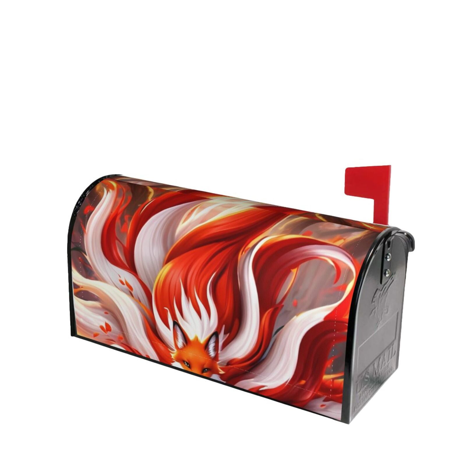 Lsque Red Sun Flame Fox Mailbox Cover Standard Size ,Magnetic Mailbox ...