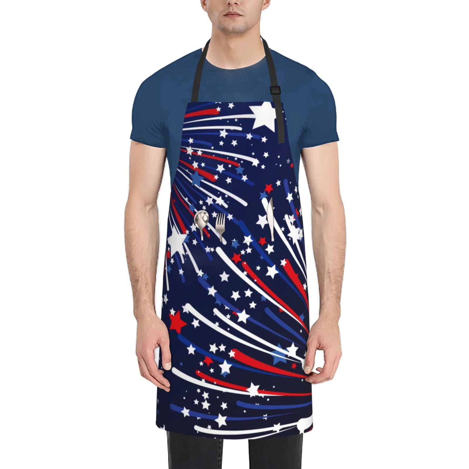 Lsque Red White Blue Fireworks 1 Waterproof Apron Chef Aprons for Men ...