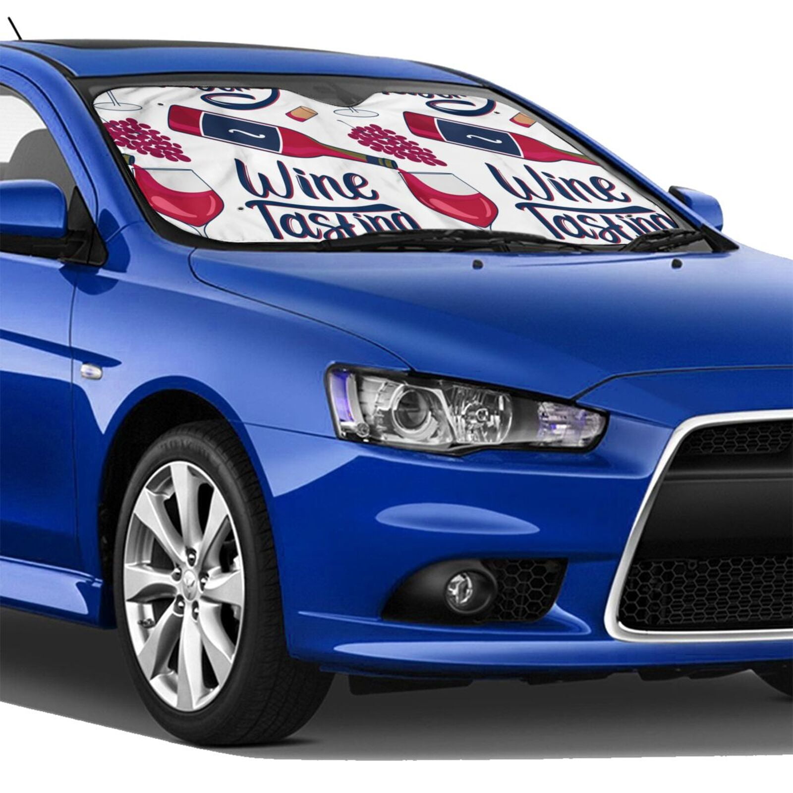 Lsque Red Wine Glass Bottle Car Windshield Sun Shade | Accordion ...