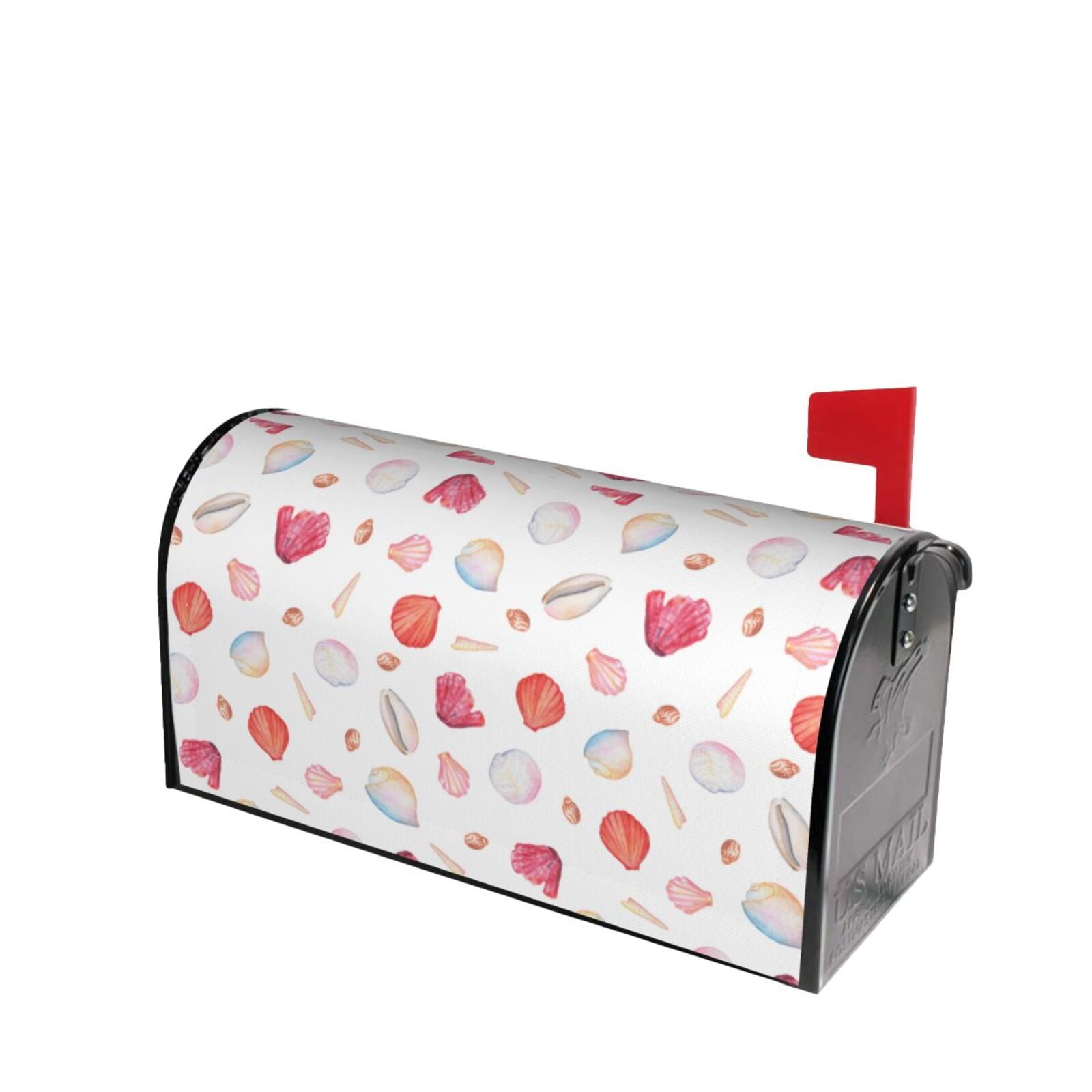 Lsque Red coral and scallop seashell Mailbox Cover Standard Size ...