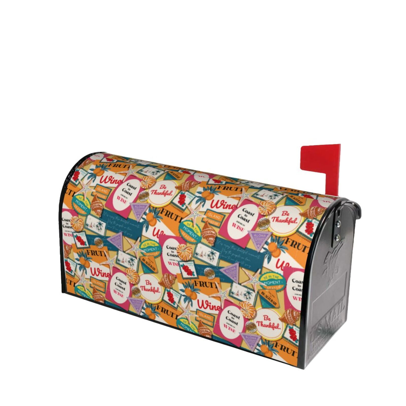 Lsque Retro Summer Stamp Mailbox Cover Standard Size ,Magnetic Mailbox ...