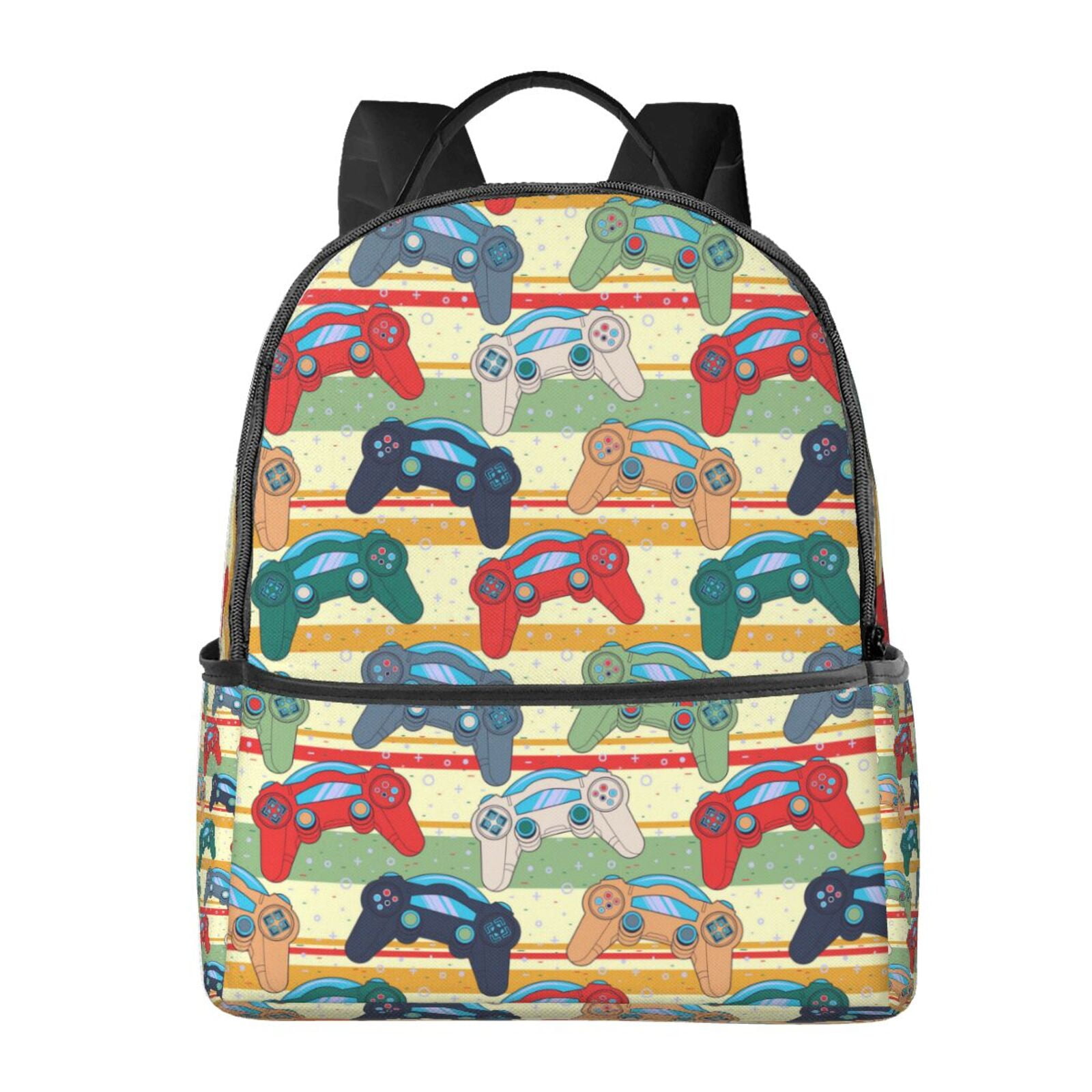 Lsque Retro With Joysticks Pattern Backpack – School Travel Canvas ...