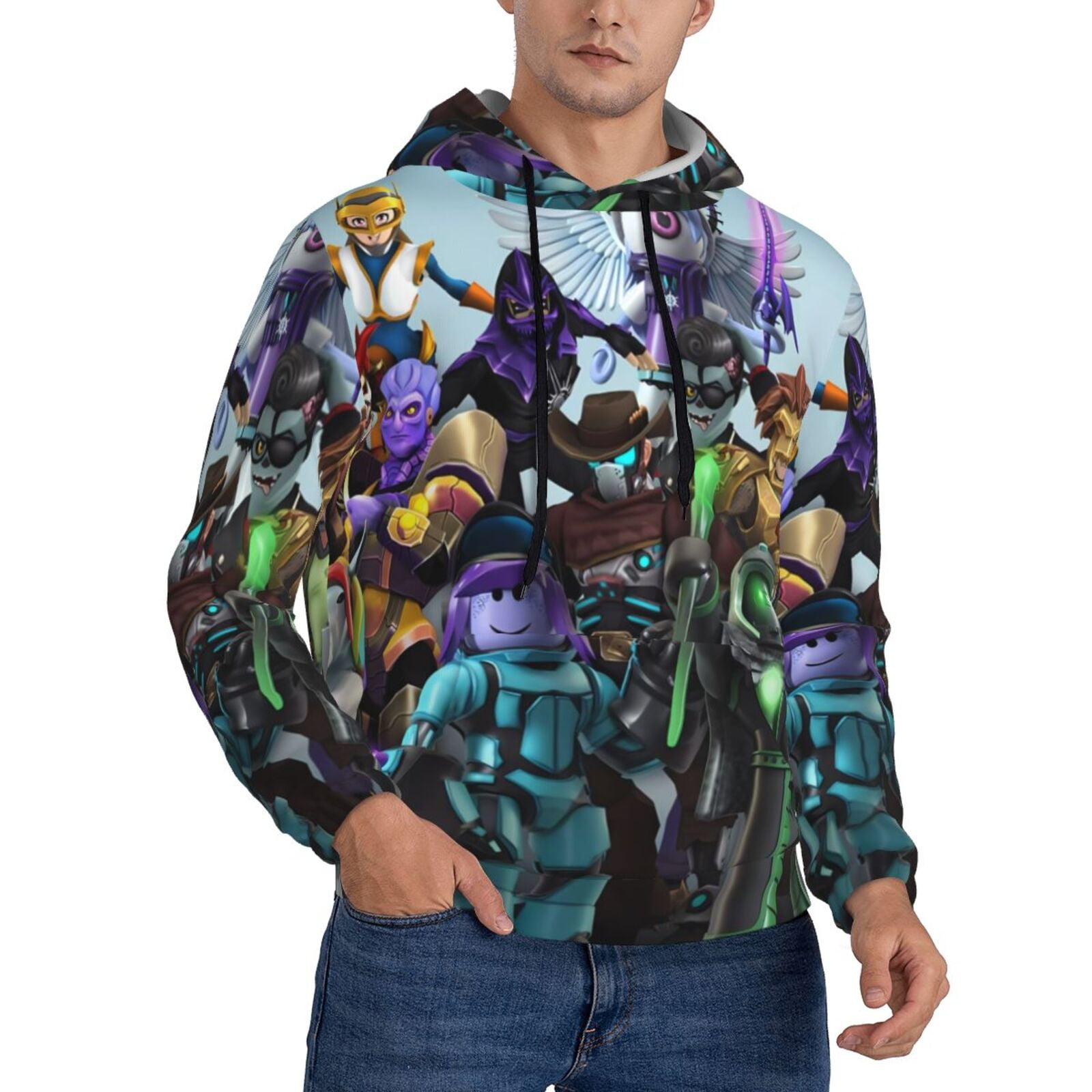 Lsque Roblox Pattern Casual Men's Hoodie,Hooded Sweatshirt with ...