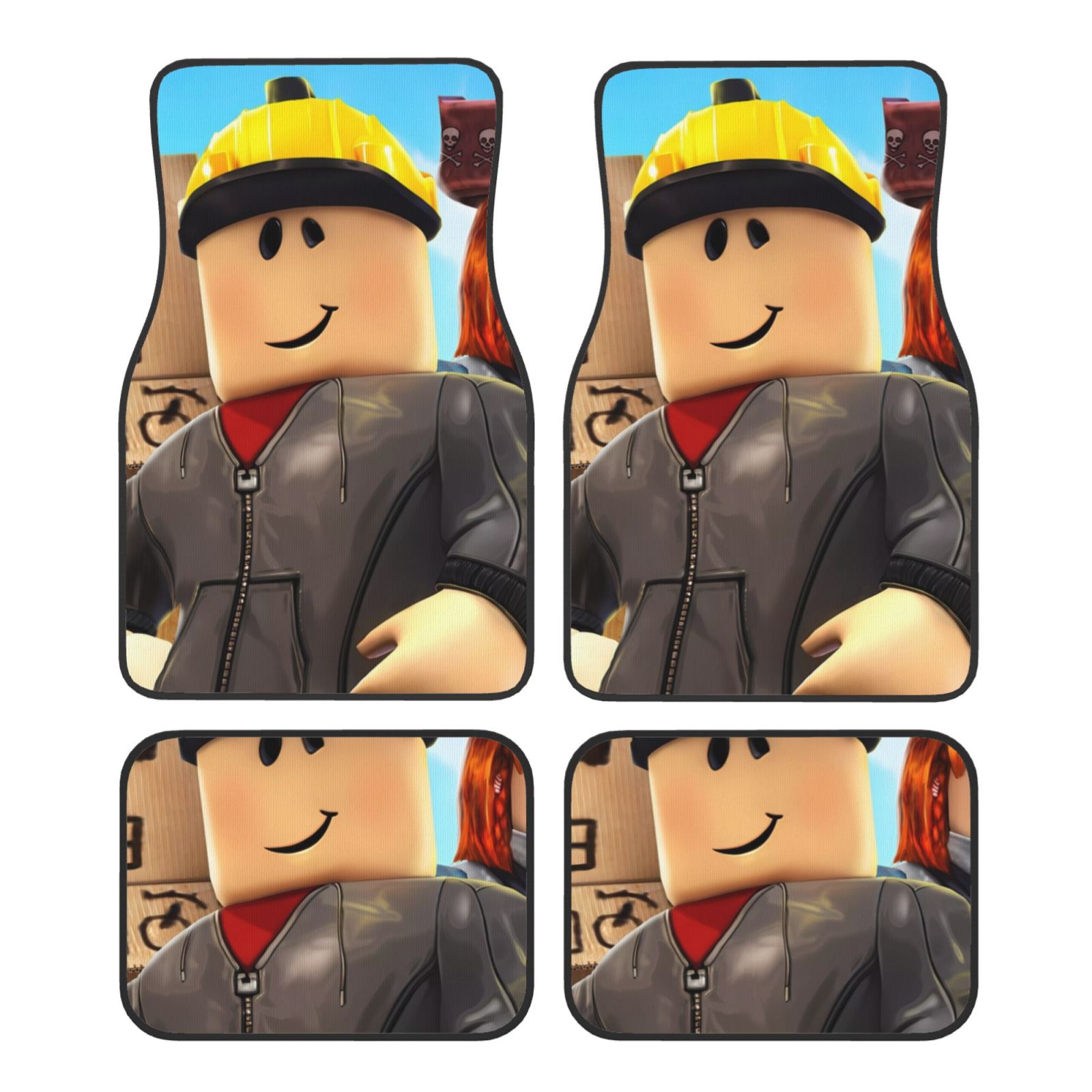 Lsque Roblox Print 4-Piece Floor Mats, Heavy-Duty Rubber Liners, Anti ...