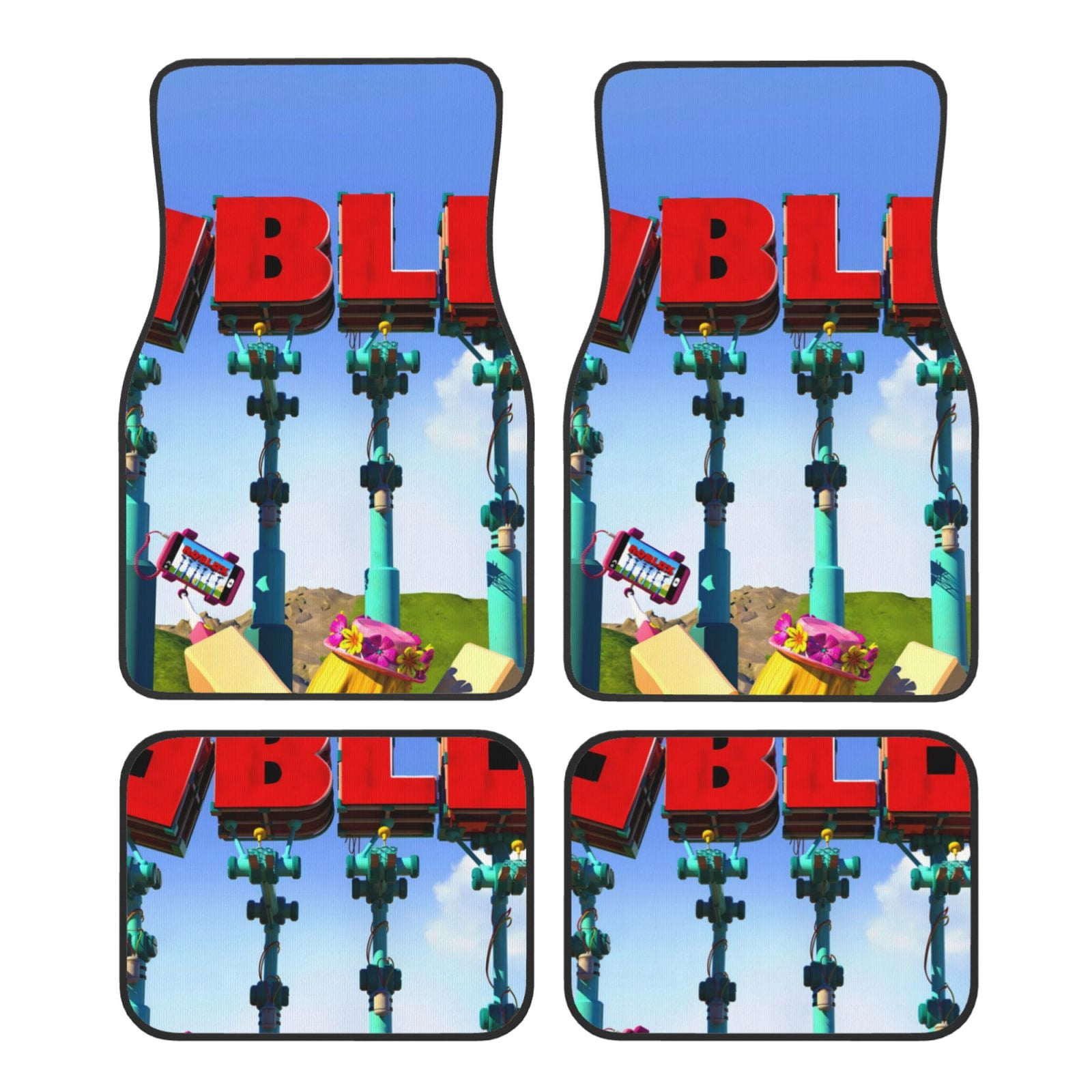 Lsque Roblox Print 4-Piece Floor Mats, Heavy-Duty Rubber Liners, Anti ...