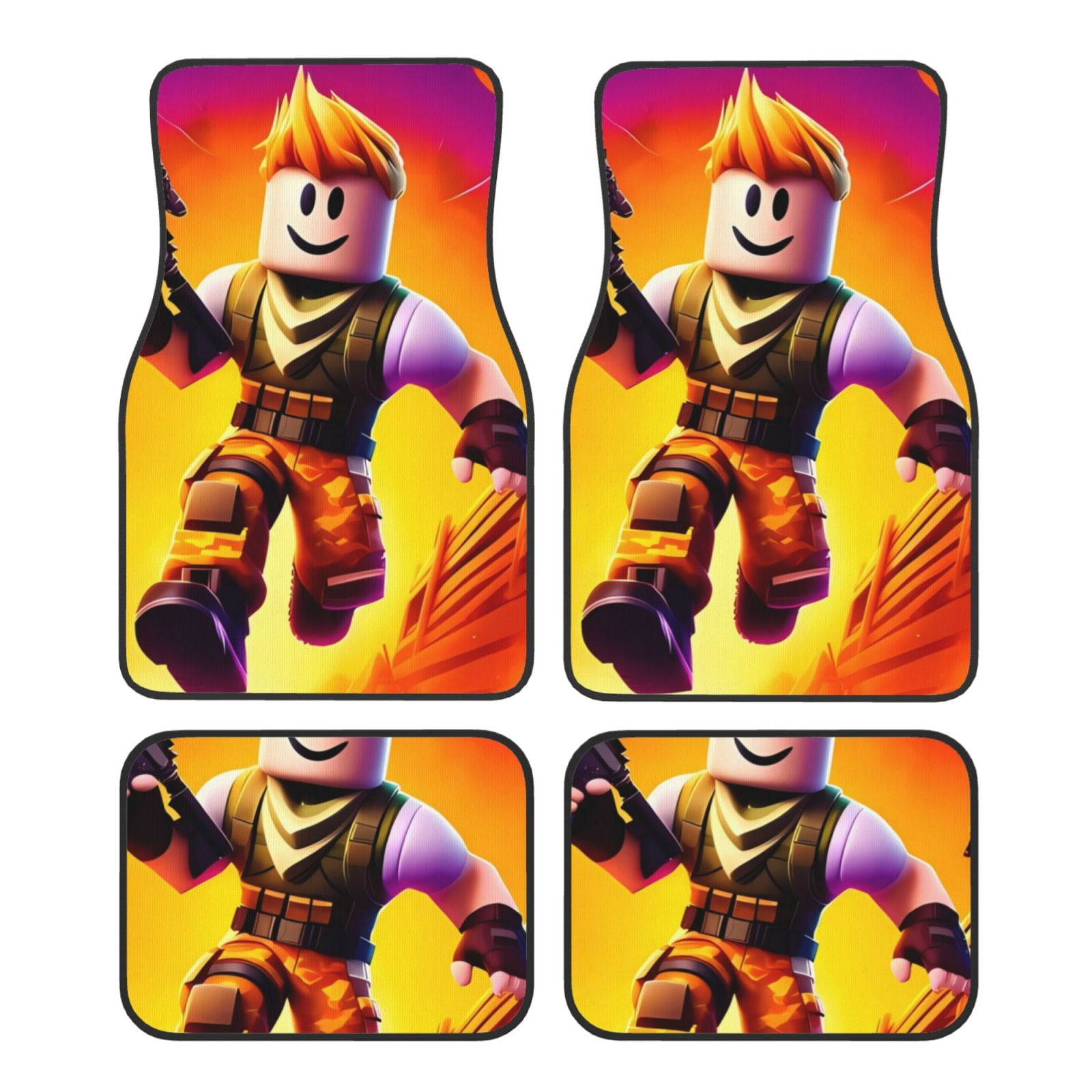 Lsque Roblox Print 4-Piece Floor Mats, Heavy-Duty Rubber Liners, Anti ...