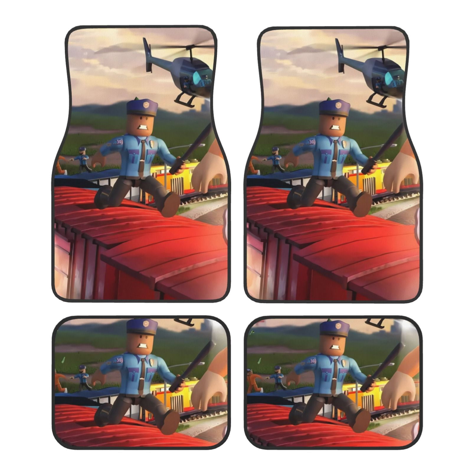 Lsque Roblox Print 4-Piece Floor Mats, Heavy-Duty Rubber Liners, Anti ...