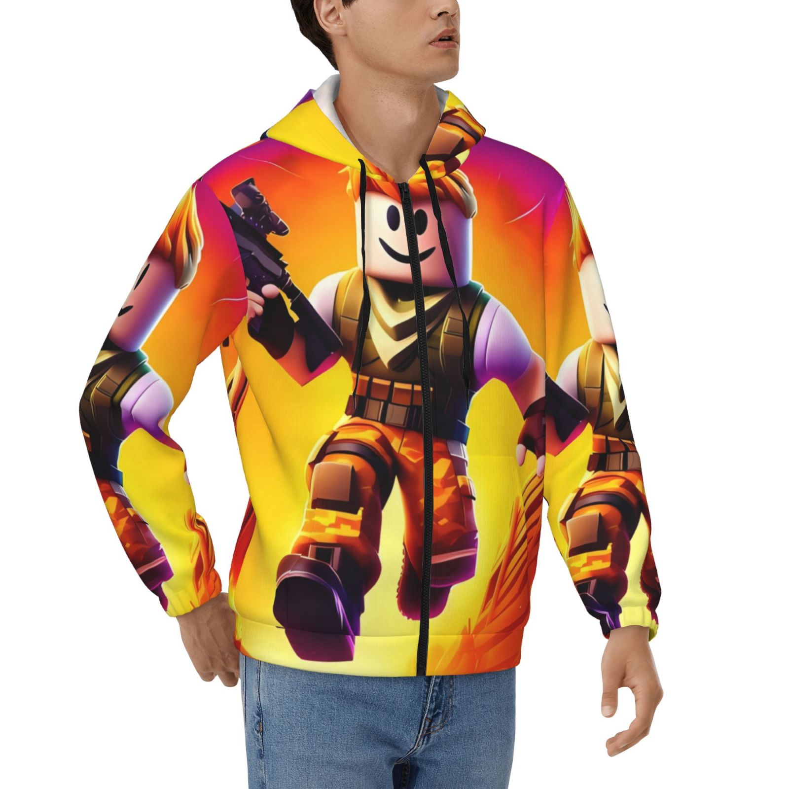 Lsque Roblox for Mens Full-zip Hoodie, Zip-up Pullover Hooded ...