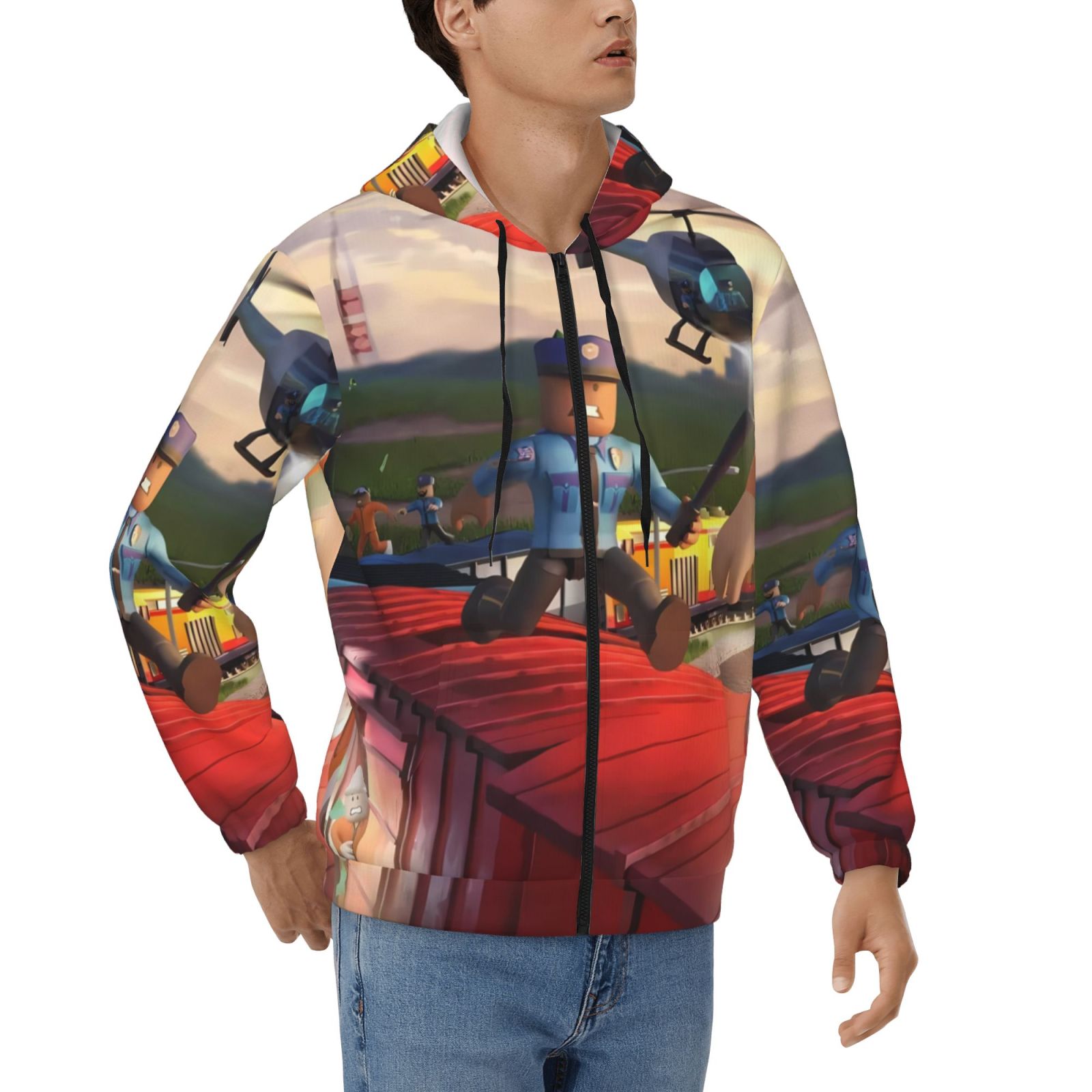 Lsque Roblox for Mens Full-zip Hoodie, Zip-up Pullover Hooded ...