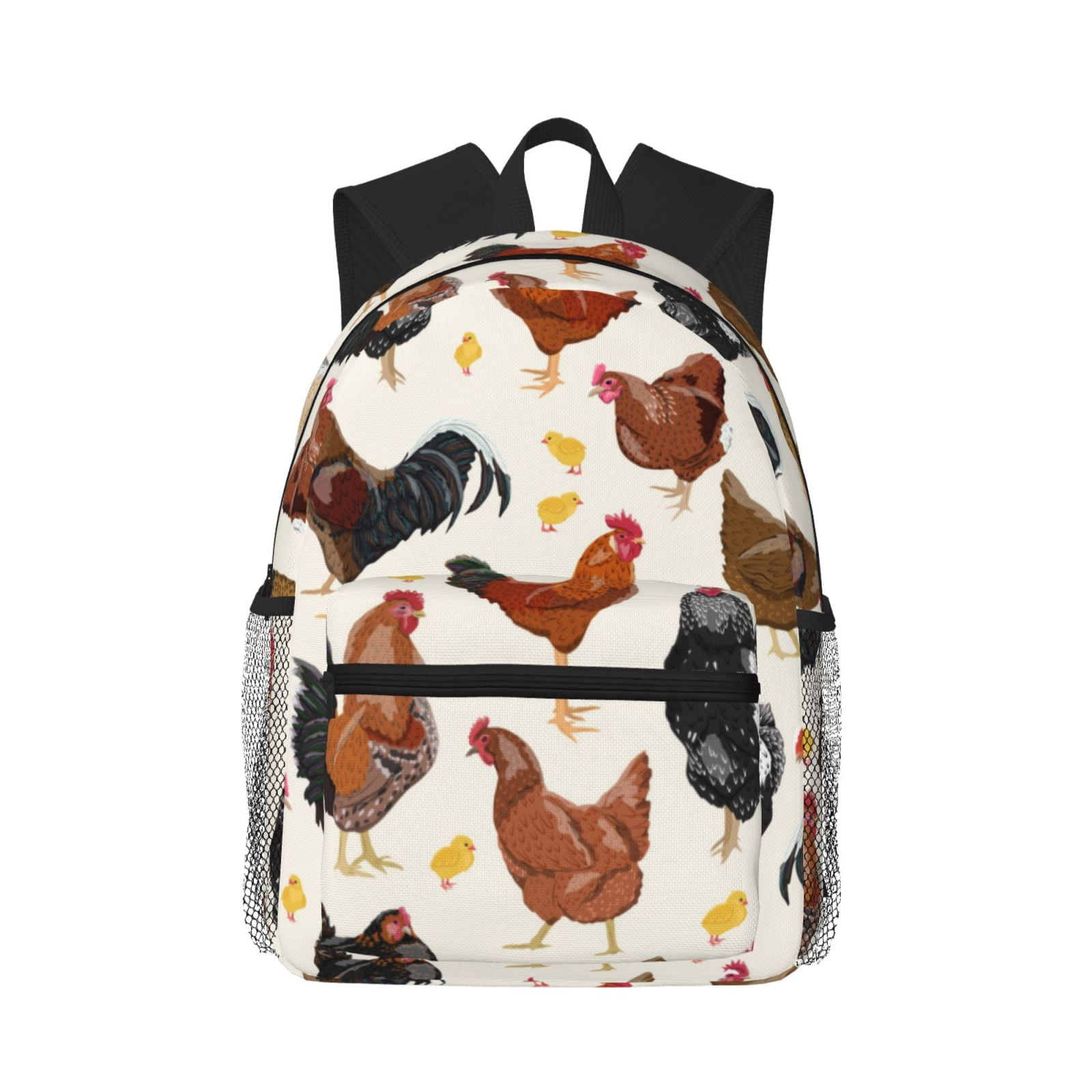 Lsque Roosters and Chickens Classic Casual Backpack - Large Capacity ...